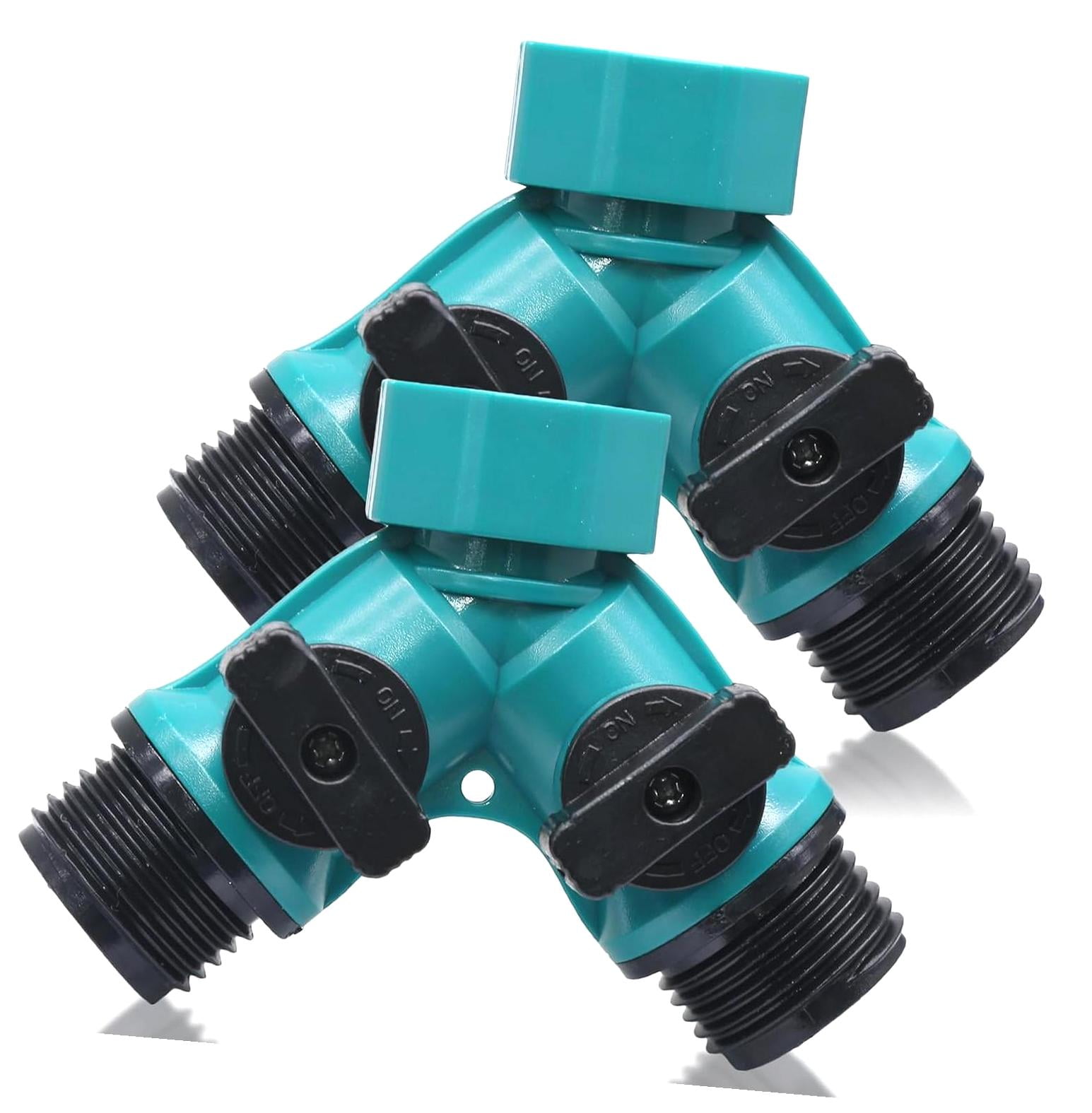 Wellsay 2 Pack 3/4" 2 Way Divider, Blue Plastic Y Connector with Shut ...