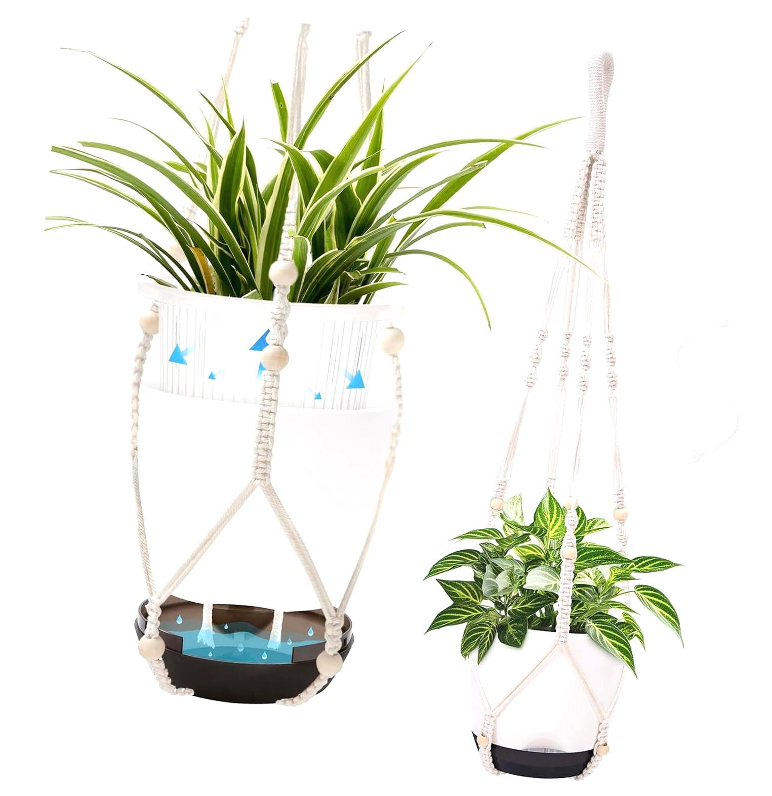 Wellsay 2-Pack 7-Inch Self-Watering Hanging Planters for Indoor ...