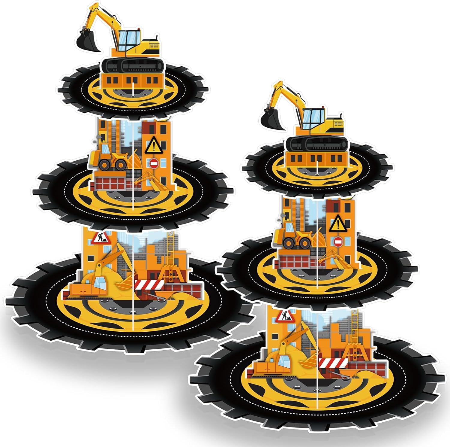 Wellsay 2 Pack Construction Theme Cupcake Stand Construction Party ...