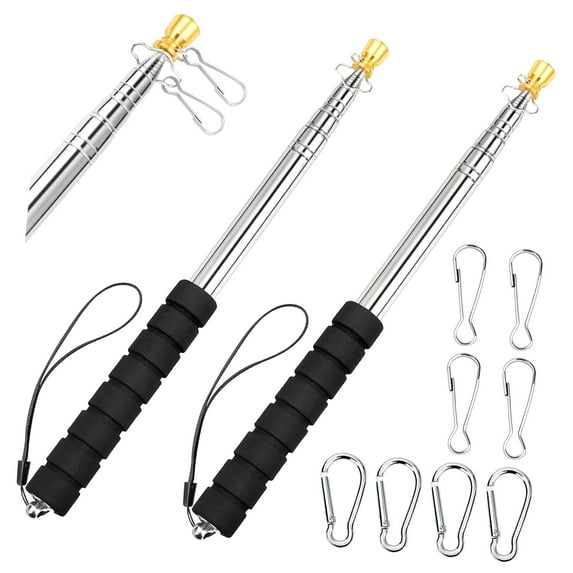 Wellsay 2 Pack Handheld Pole, 8.2Ft/2.5M Steel Telescopic Hand Held ...