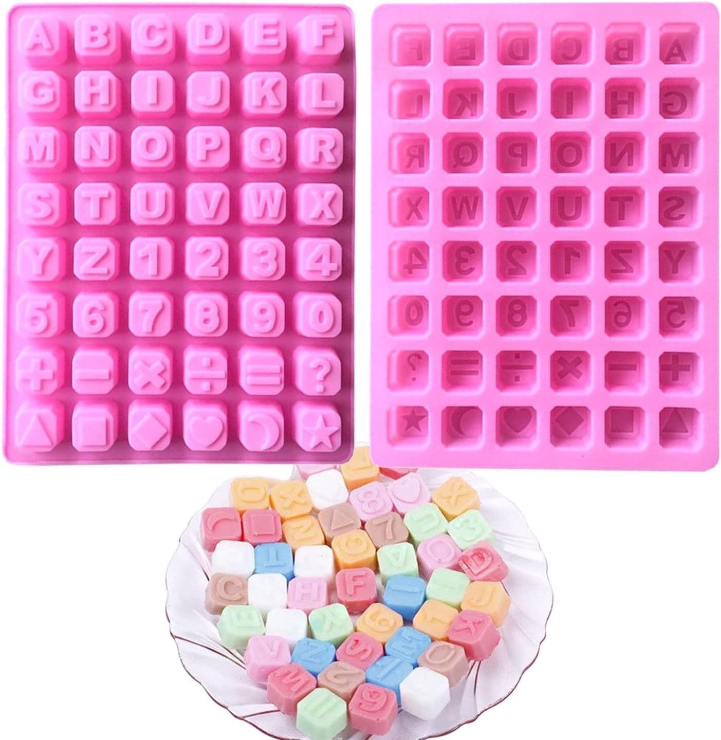 Wellsay 2 Pack Letter Chocolate Silicone Molds Fun Fondant Mould DIY ...