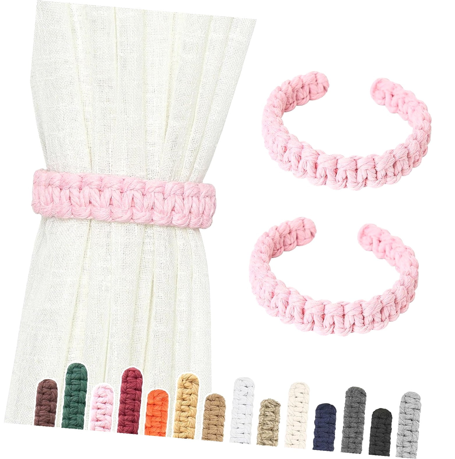 Wellsay 2 Pack Rope Curtain Tiebacks Farmhouse Style Drape Holdbacks ...