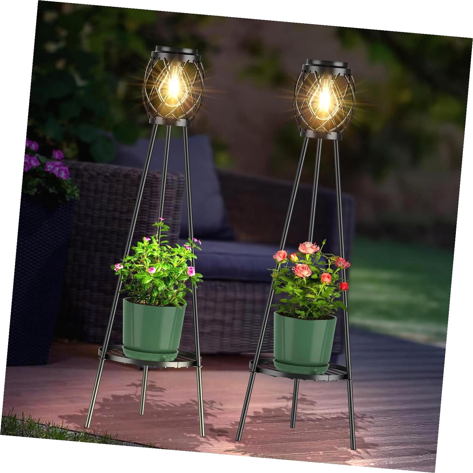 Wellsay 2-Pack Solar Floor Lamps with Vintage Bulbs, Retro Solar ...