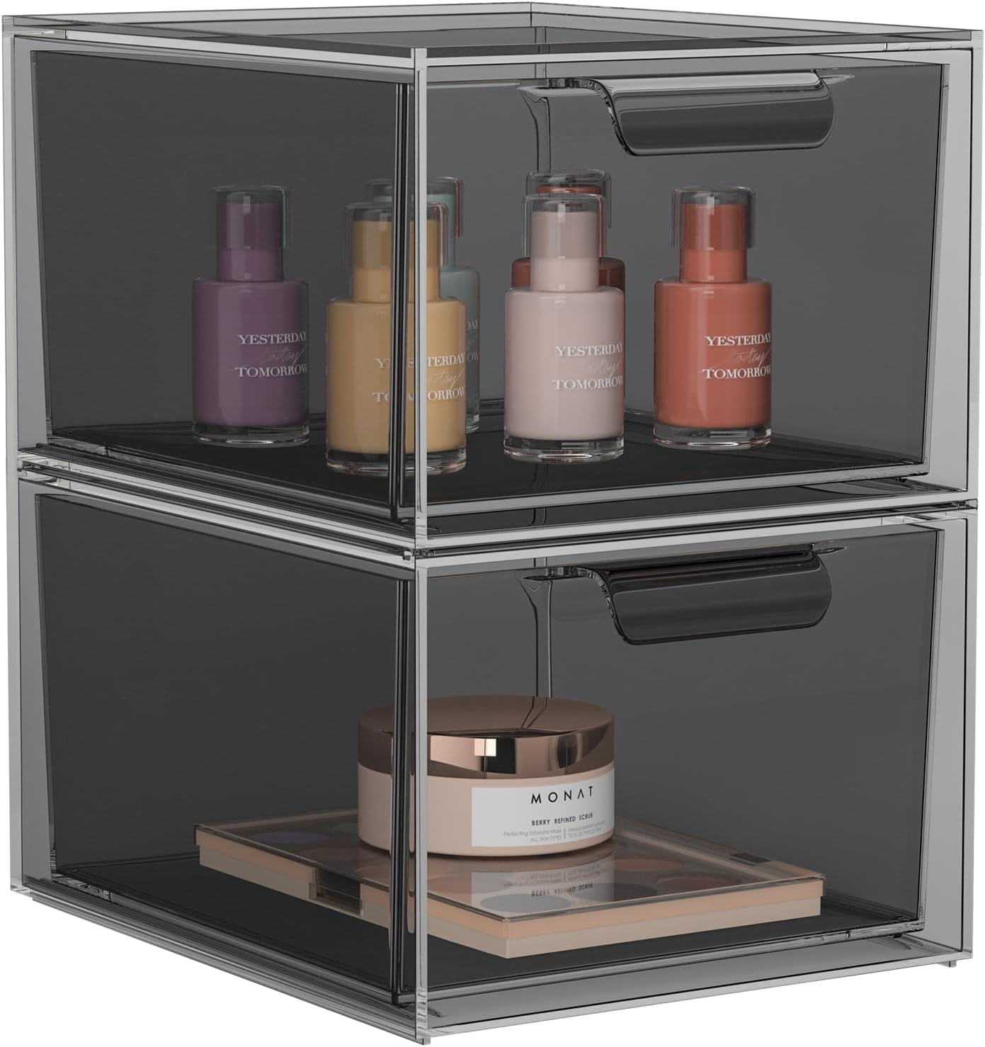 Wellsay 2 Pack Stackable Makeup Organizer and Storage, Acrylic ...