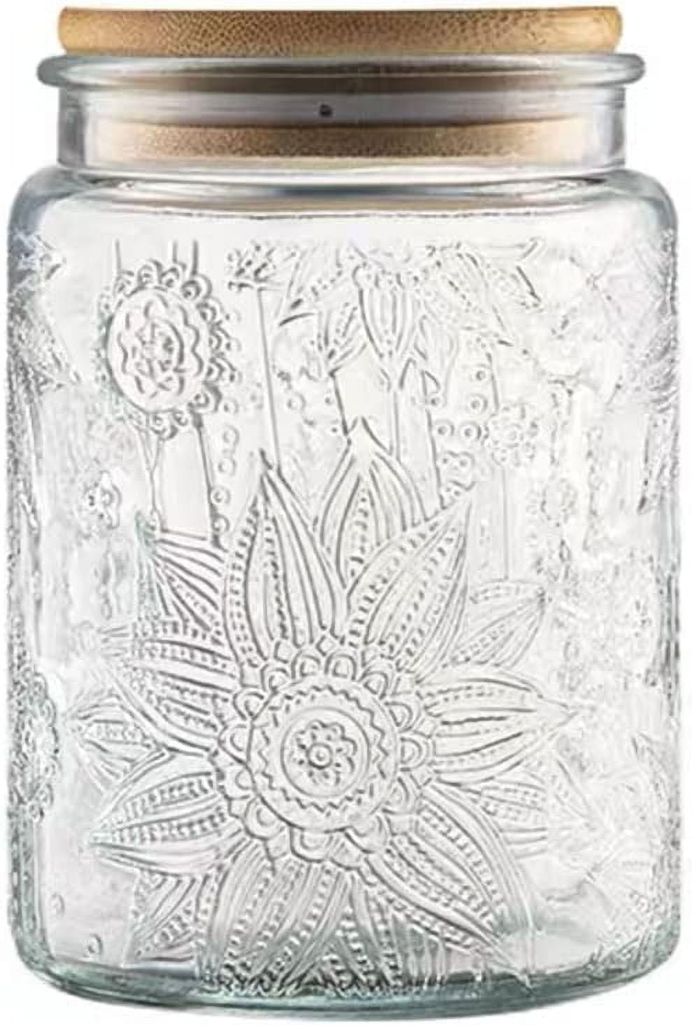 Wellsay 2 Pack Vintage Glass Storage Jar, 23.7 FL OZ Glass Food Storage ...