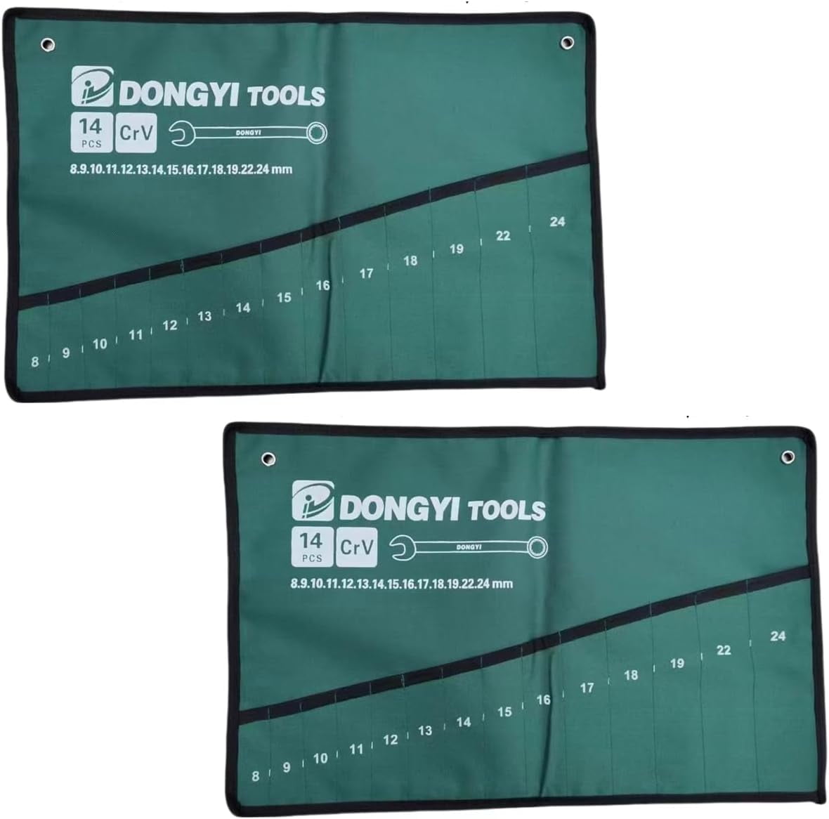 Wellsay 2 Pack Wrench Roll Up Pouch Wrench Set Roll Organizer 14 Pocket ...