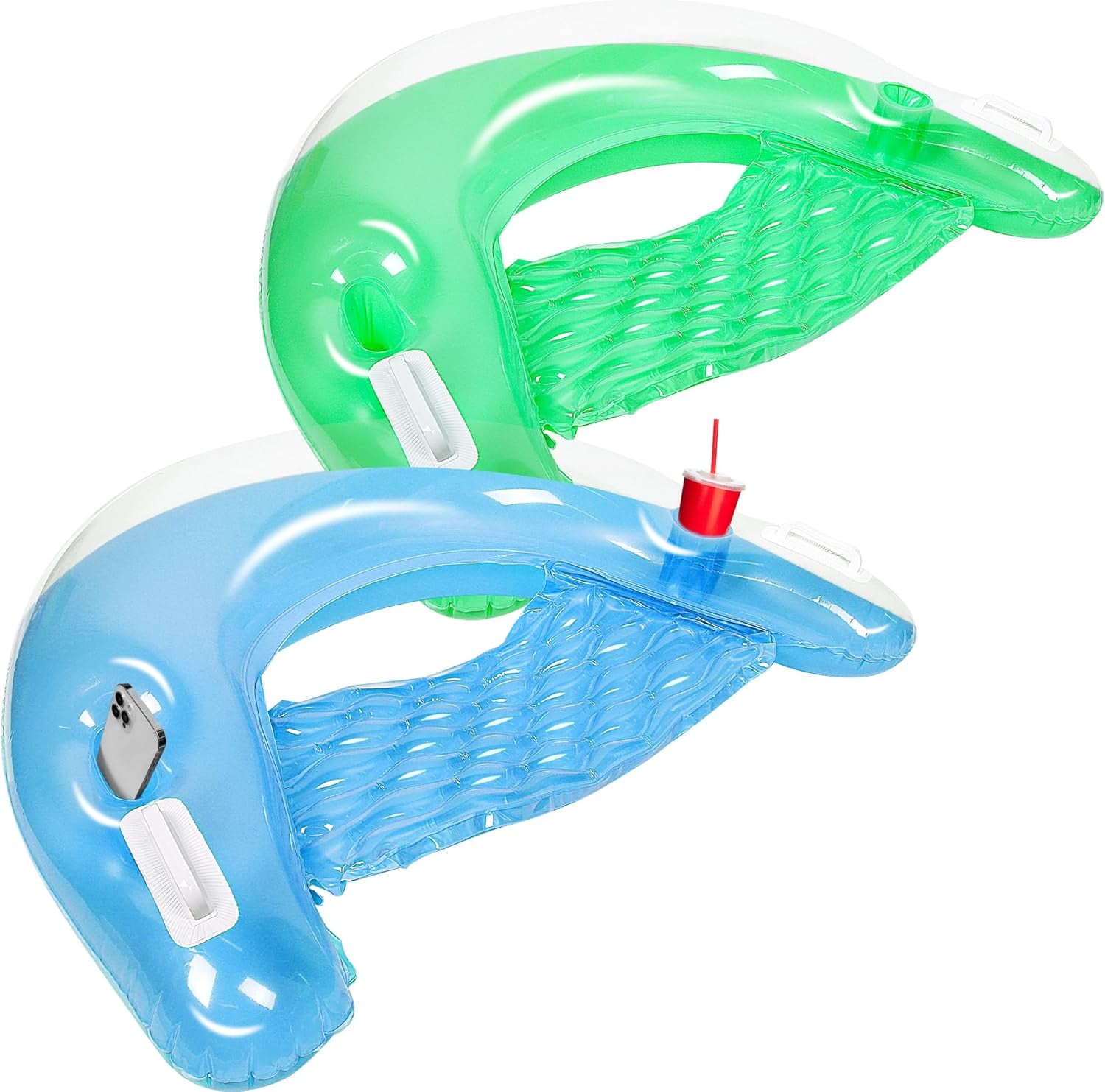 Wellsay 2 Packs Inflatable Pool Float Chairs, Water Lounge Floaties for ...