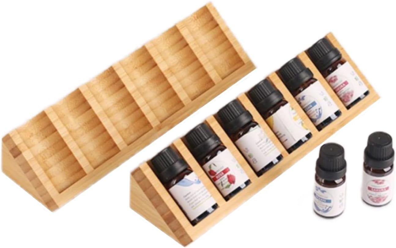 Wellsay 2 Pcs 6 Grids Wooden Essential Oil Storage Racks Organizer ...