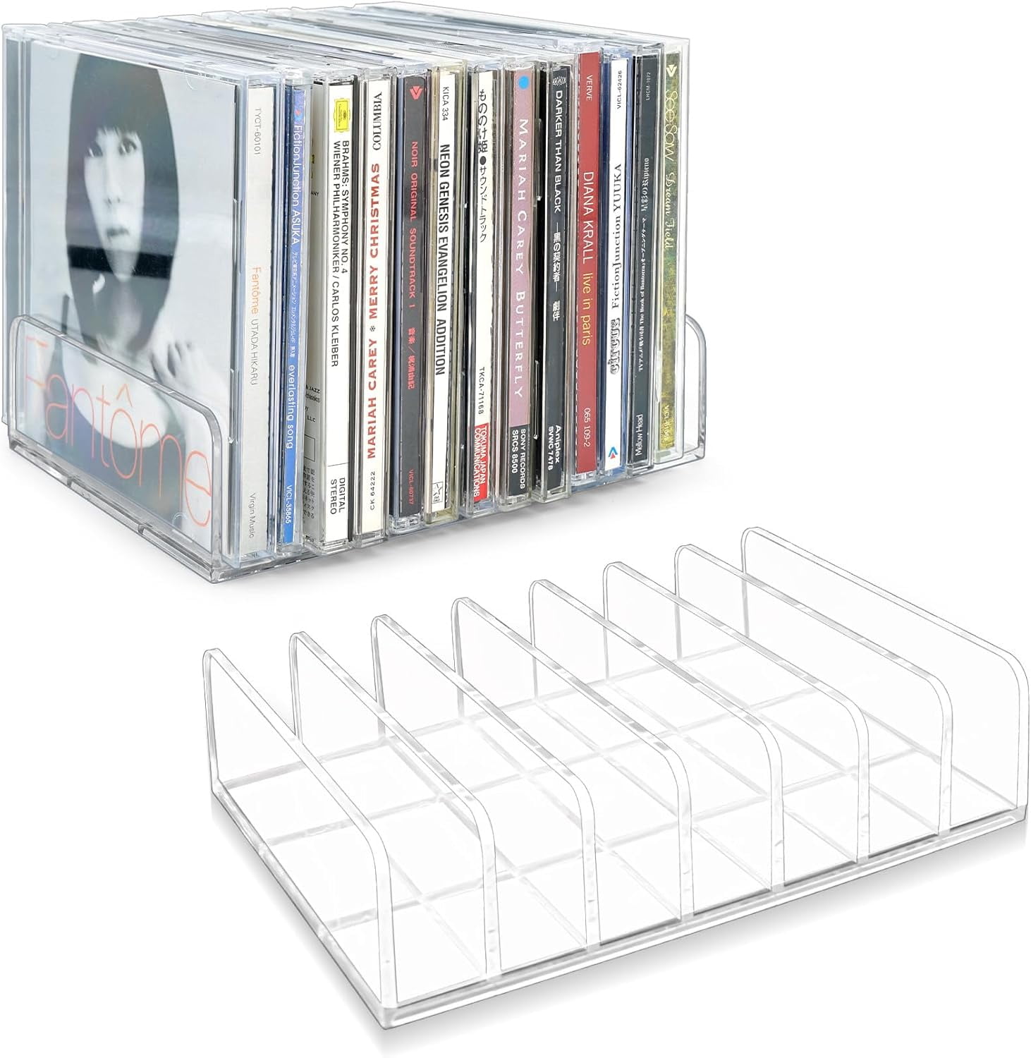 Wellsay 2 Pcs Clear Acrylic CD Holder, DVD/CD Display Rack & CD Storage ...