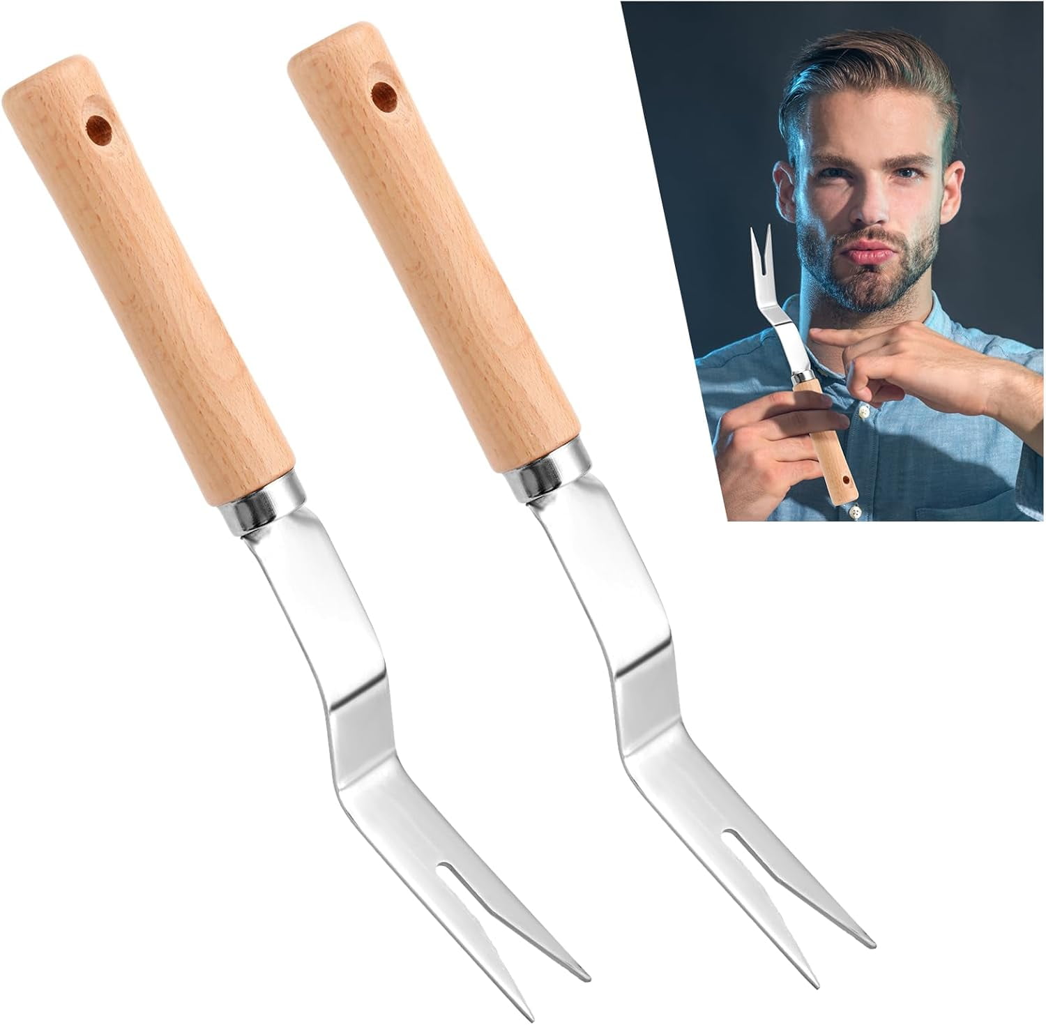 Wellsay 2 Pcs Hand Weeder Puller Tool for Garden Stainless Steel Two ...