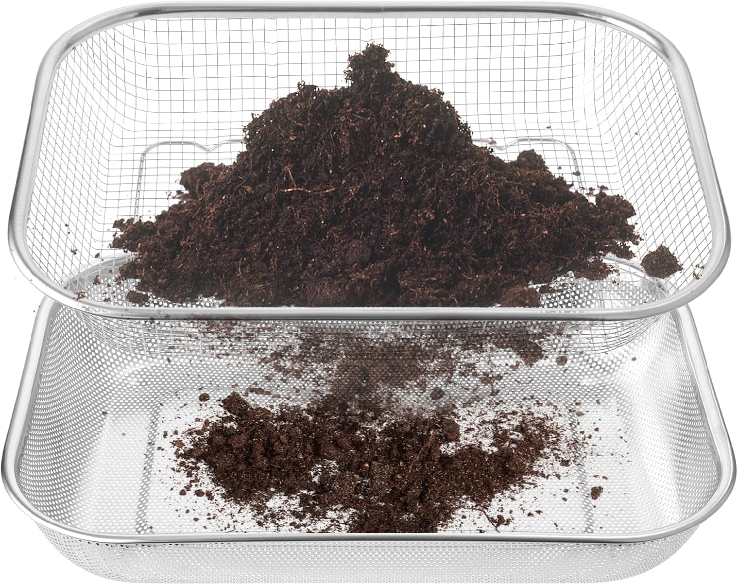 Wellsay 2 Pcs Large Soil Sifters, Stainless Steel Soil Strainers for ...