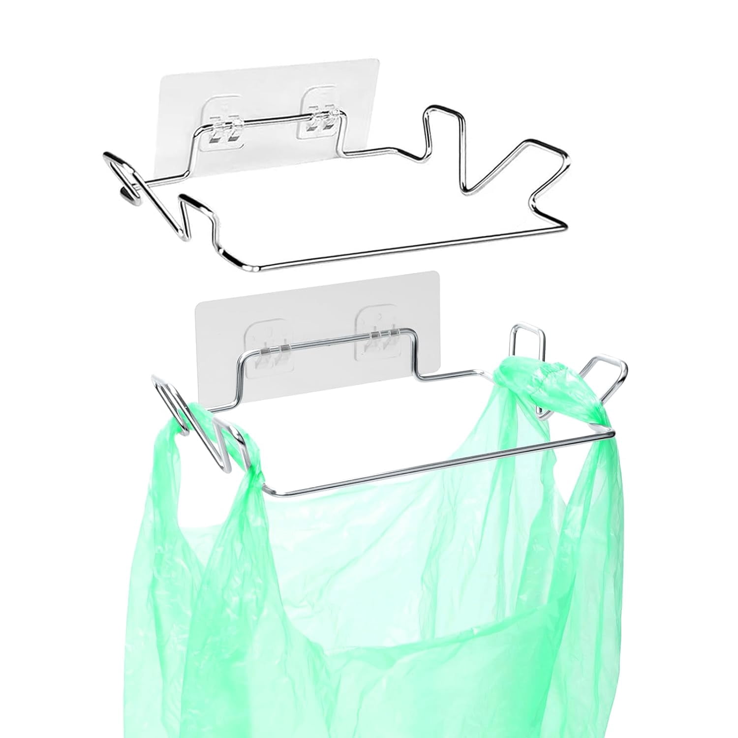 Wellsay 2 Pcs Stainless Steel Trash Bag Holder for Kitchen Cabinets ...