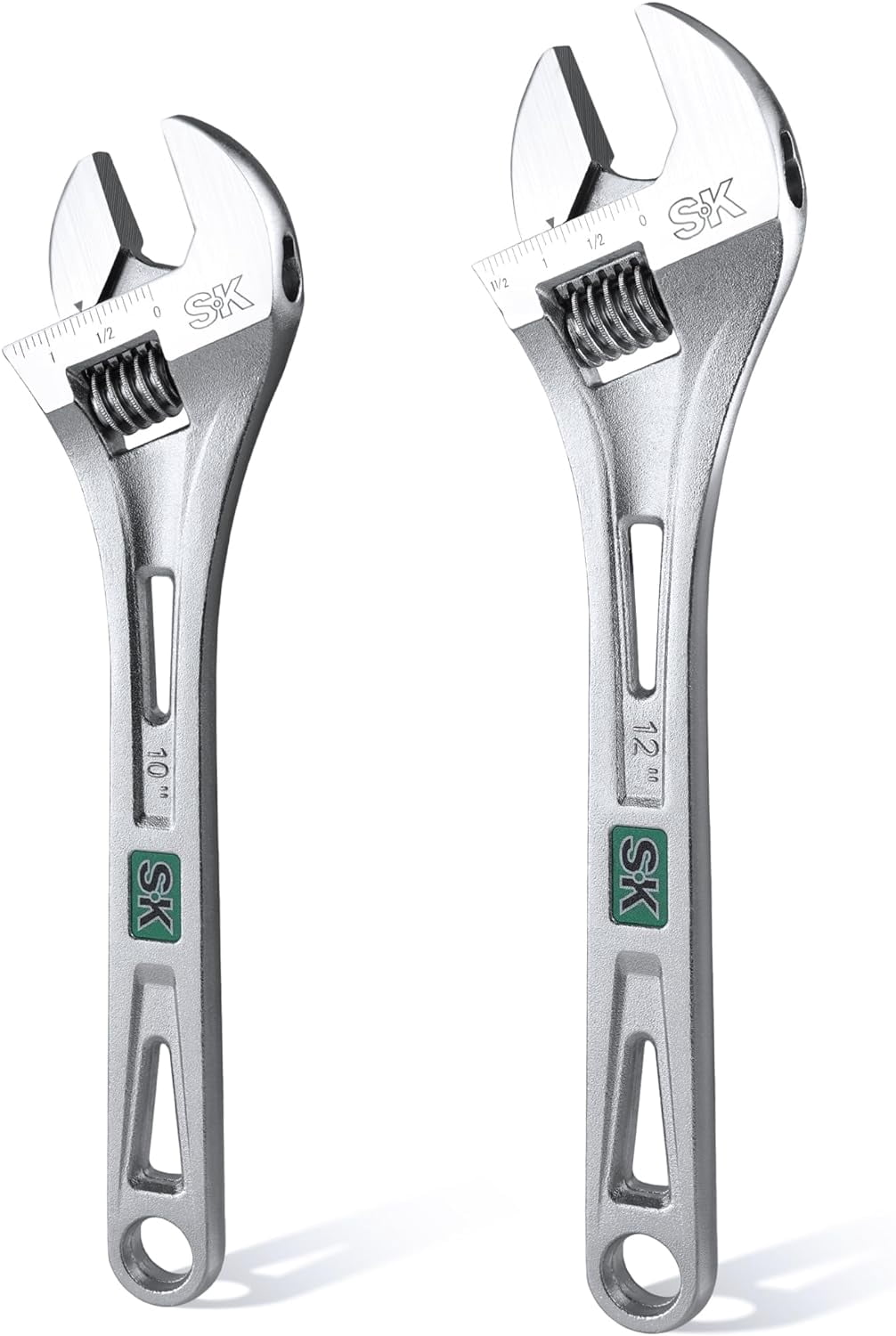 Wellsay 2-Piece Adjustable Wrench Set, 10-Inch, 12-Inch, Cr-V Steel ...