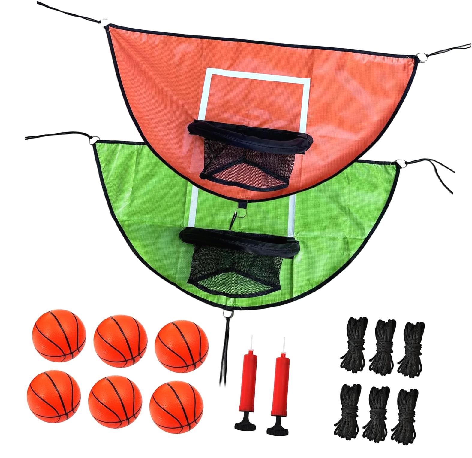 Wellsay 2-Piece Trampoline Basketball Hoop Set, Includes 6 Mini Balls ...