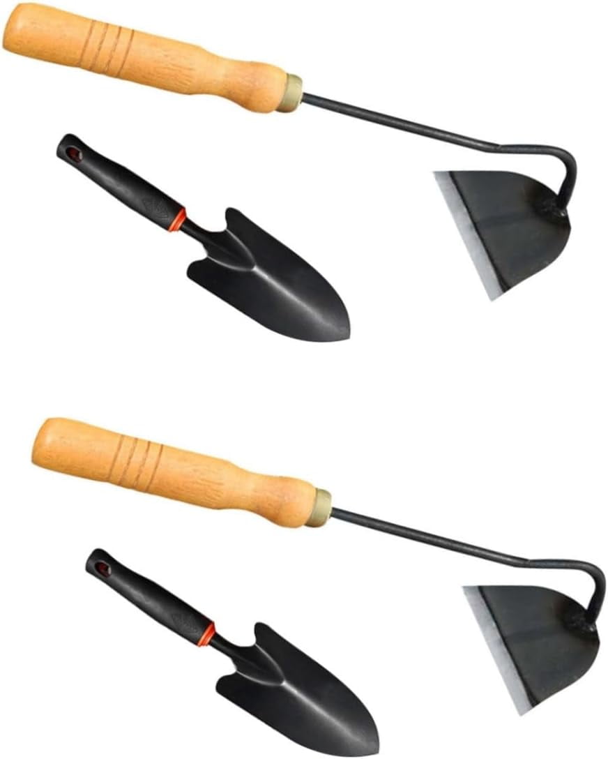 Wellsay 2 Sets Ergonomic Wooden Handheld Hoe Iron Head Hoe for Garden ...