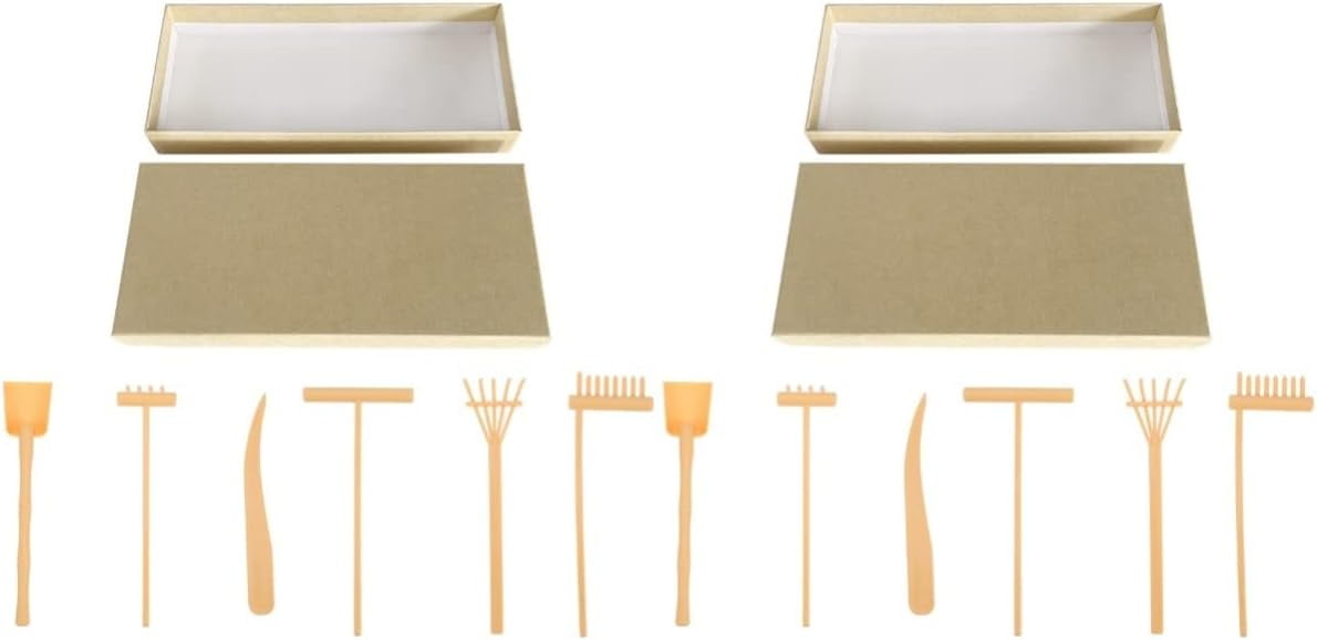 Wellsay 2 Sets Mini Zen Garden Rake Set Tool Kits for Sand Garden Small ...