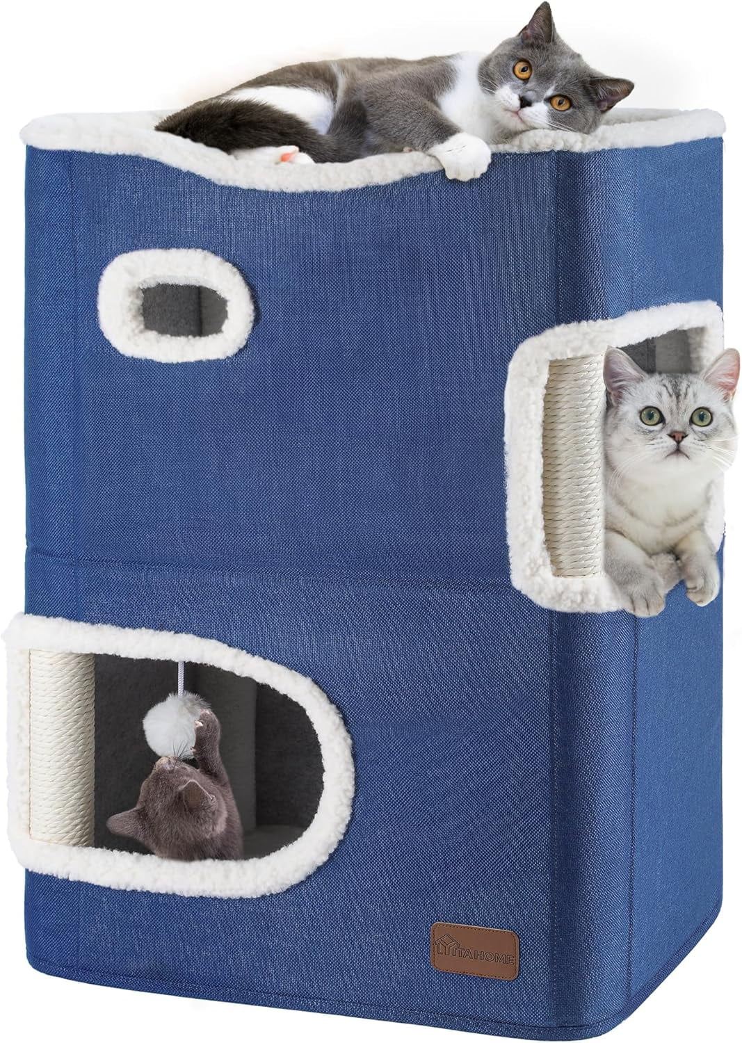 Wellsay 2-Tier House, Indoor Cave Bed Playhouse, Flannel & Cool Mat ...