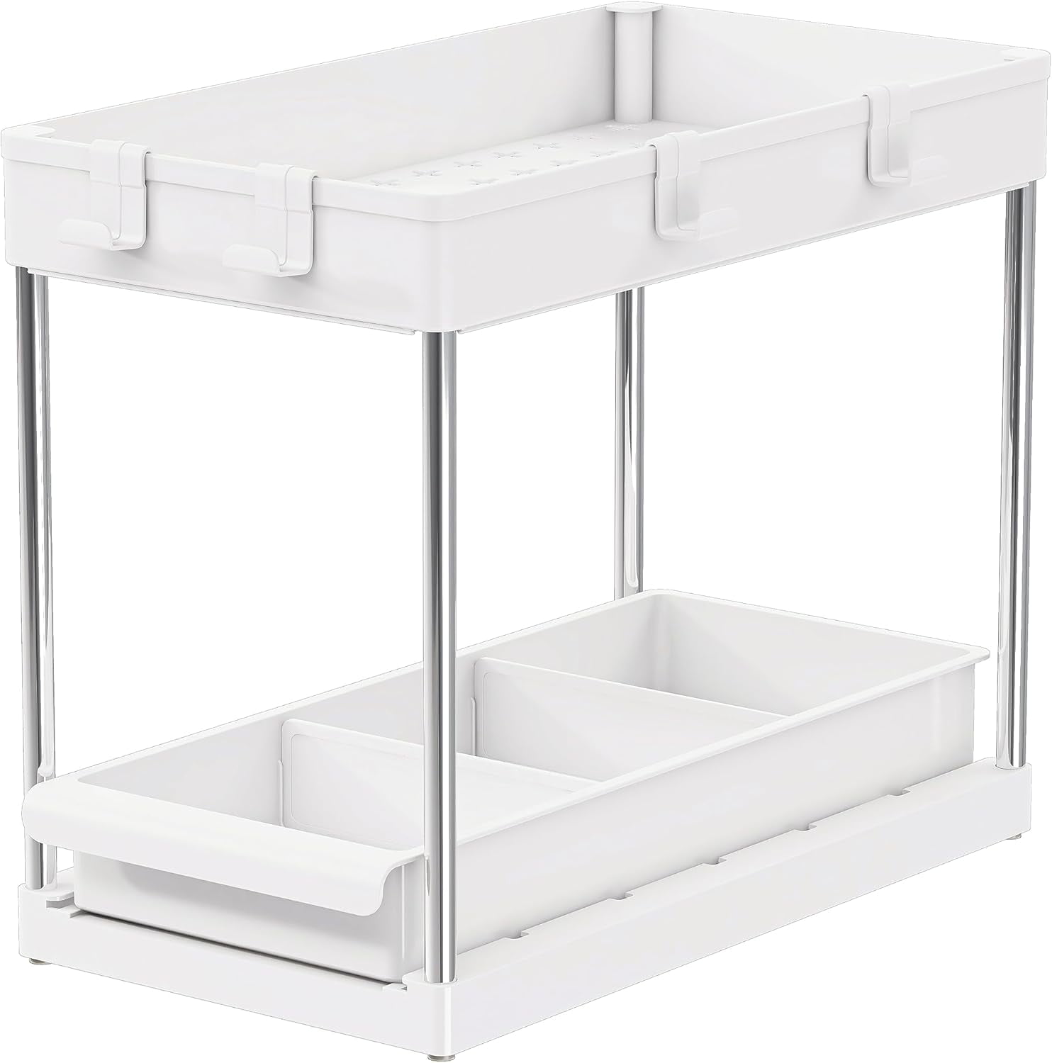 Wellsay 2 Tier Multipose Storage Shelf | Pull Out Sliding Drawer ...