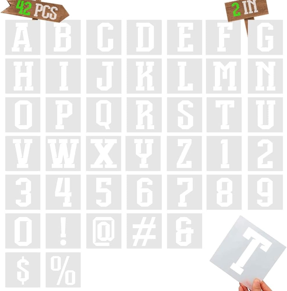 Wellsay 2 inch Letter Stencils, 42 Pcs Plastic Letter Templates ...
