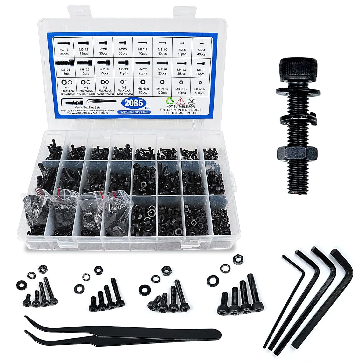 Wellsay 2085PCS Metric Screw Assortment Kit, M2 M3 M4 M5 Bolts and Nuts ...