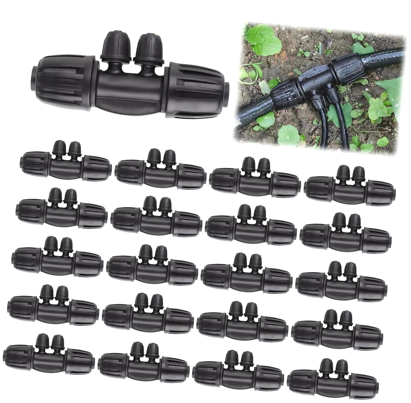Wellsay 20PCS Locked Barbed Tee Connectors, 1/2" to 1/4" Drip ...