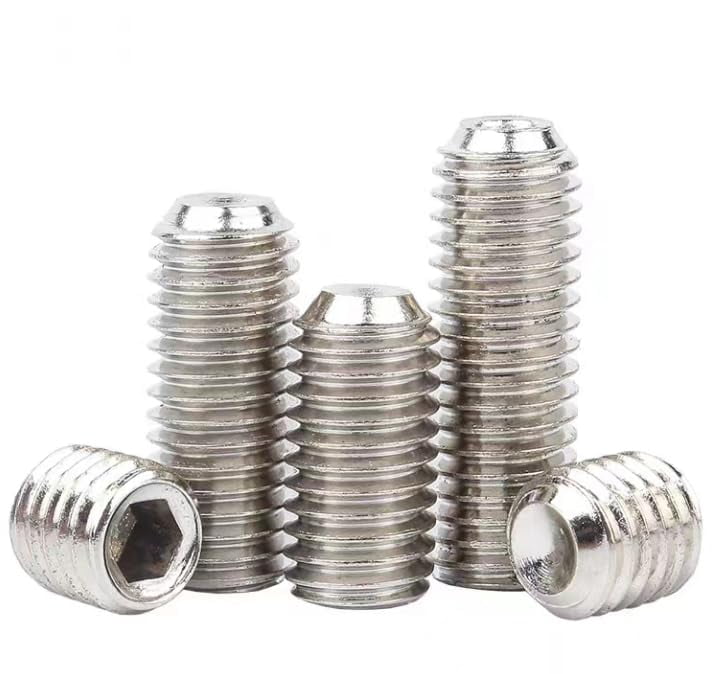 Wellsay 20Pcs #4-40x1/2 Hex Socket Set Grub Screws,Headless Cup Point,Flat Point Grub Bolt ...