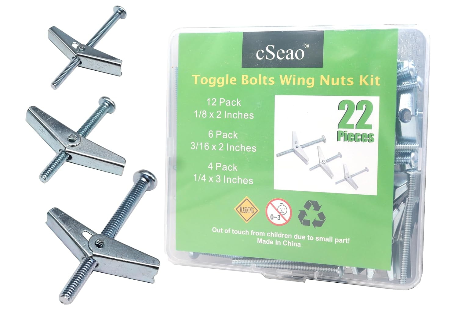 Wellsay 22 Pieces Heavy Duty Drywall Ceiling TV Anchors Toggle Bolt ...