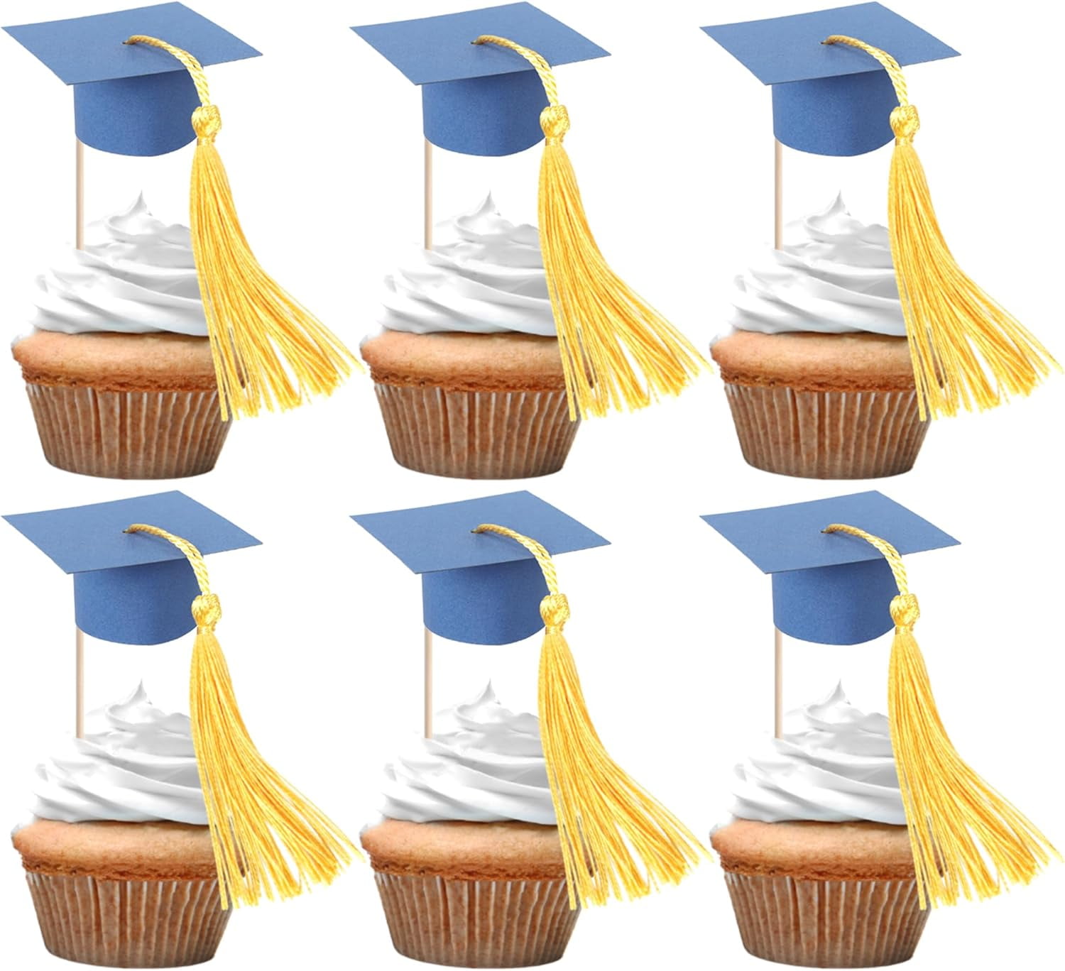 Wellsay 24 PCS 2025 Graduation Cap Cupcake Tors with Tassel Class of ...