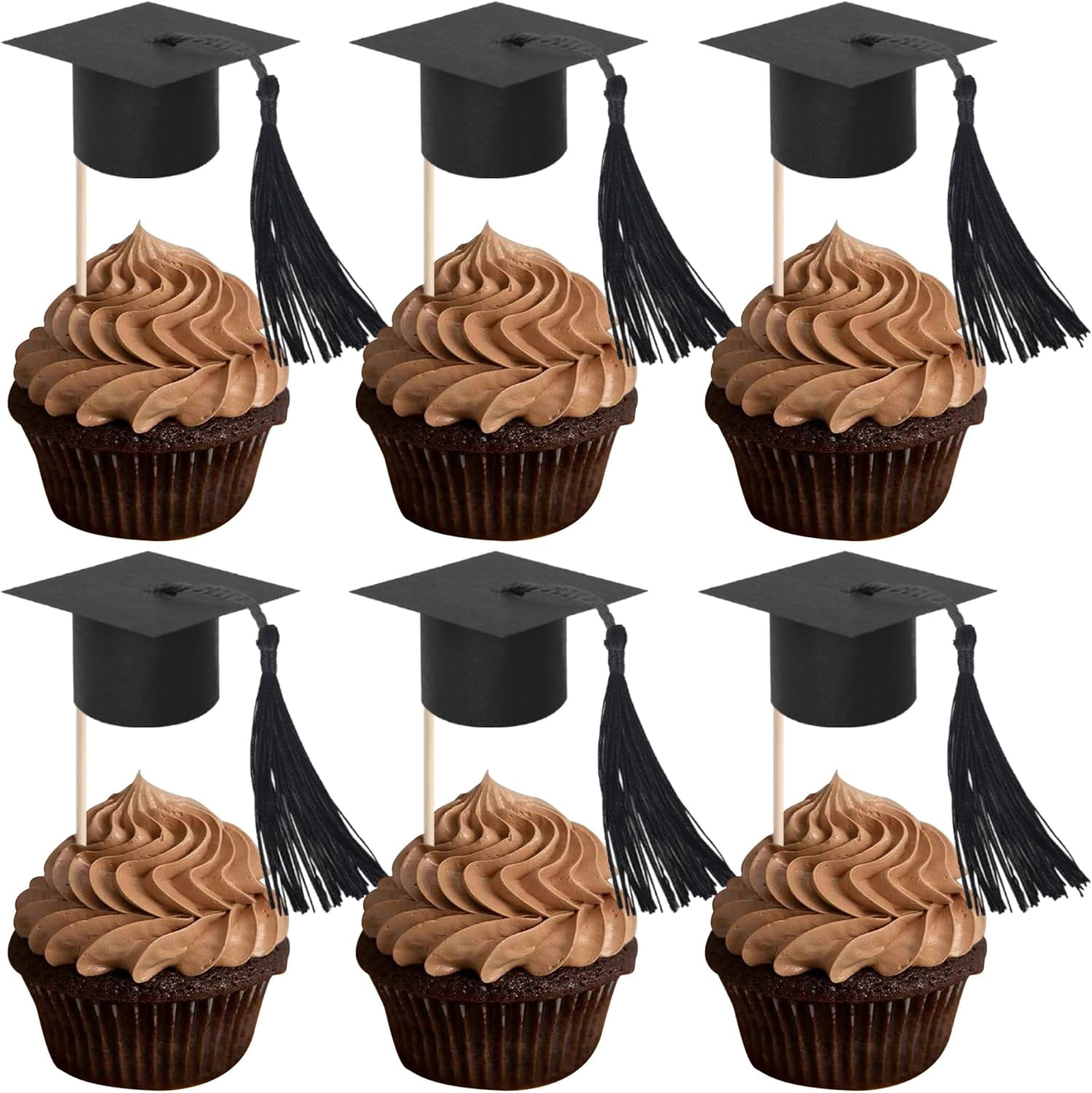 Wellsay 24 PCS 2025 Graduation Cap Cupcake Tors with Tassel Class of ...