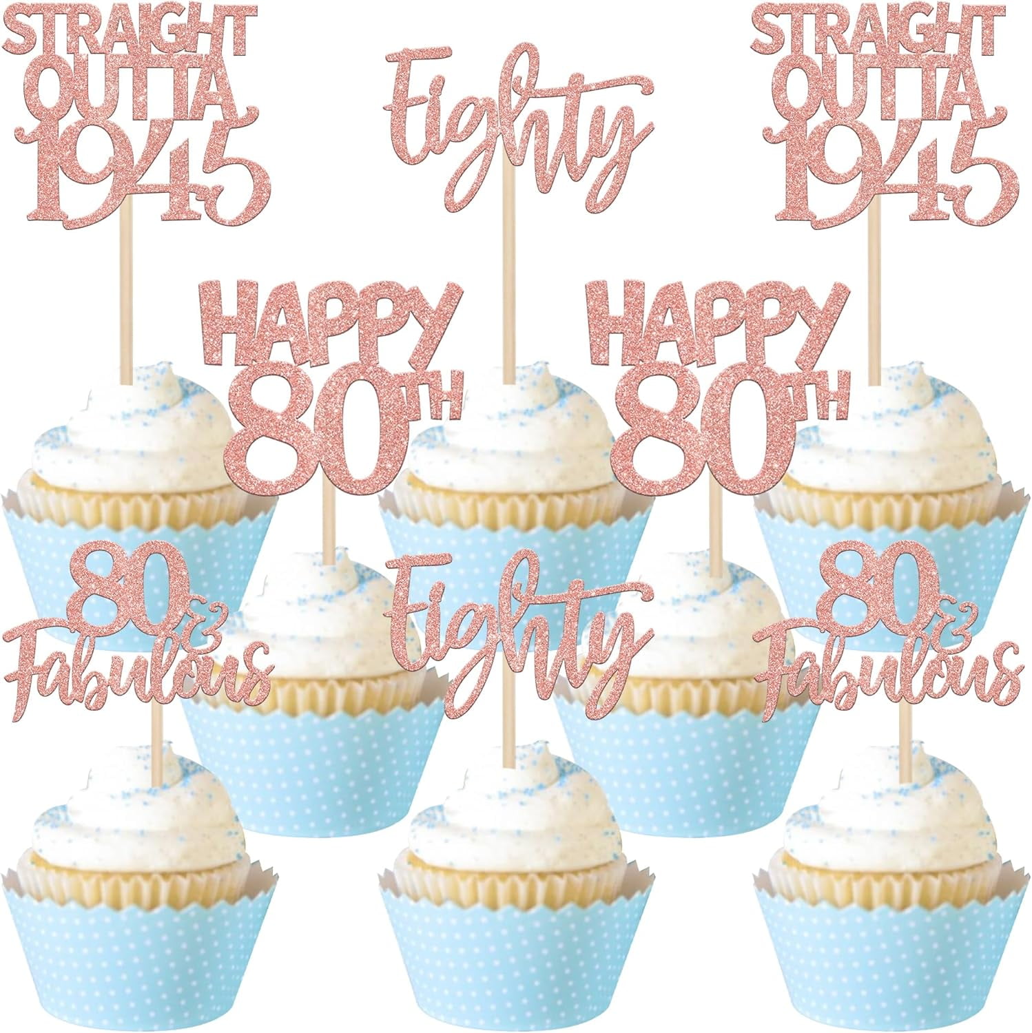 Wellsay 24 Pack Straight Outta 1945 Cupcake Tors Happy 80th Birthday Eighty Awesome Since 1945 ...