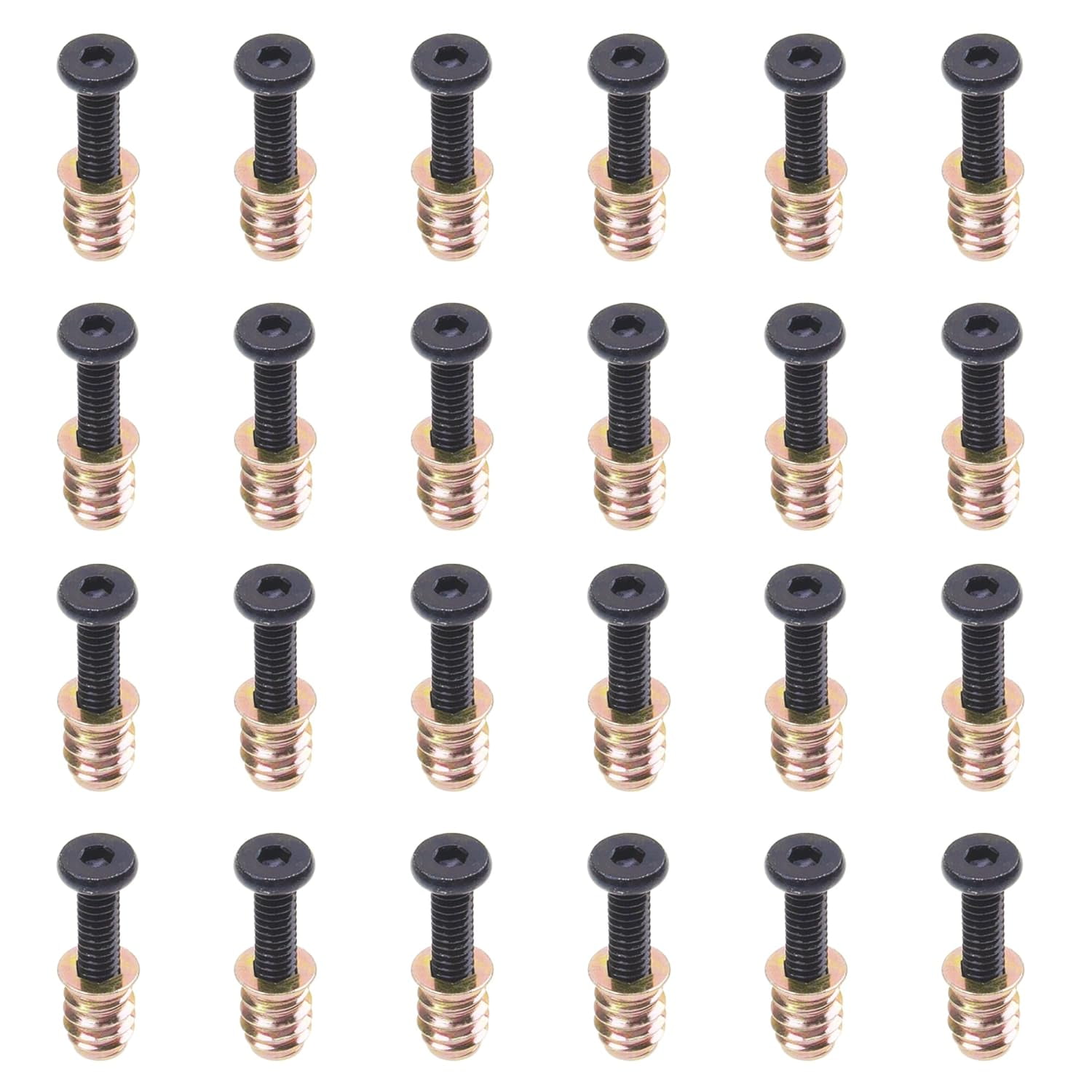 Wellsay 24 Sets 1/4-20 x 1-5/32" Furniture Screw Nut Threaded Wood ...