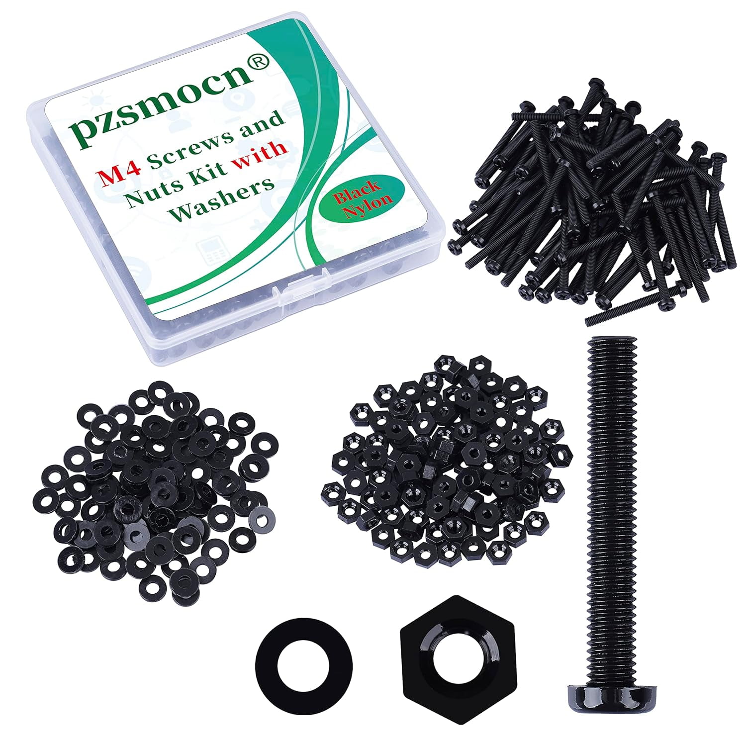 Wellsay 240 Pieces/80 Sets M4*40 mm Plastic Black Nylon Cross Round ...