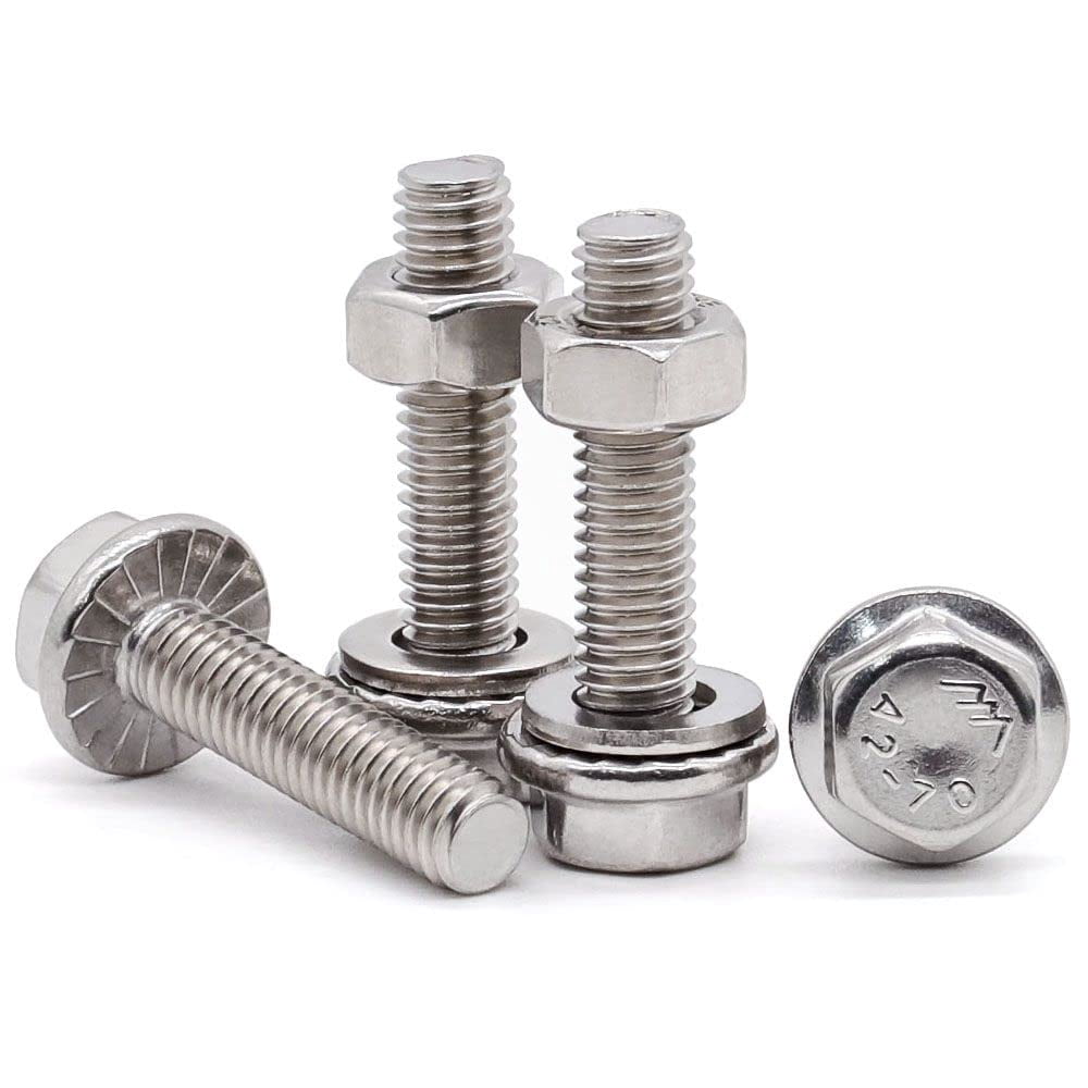 Wellsay (25 Sets) M6 x 25mm Stainless Steel Extra Large Flanged Hex ...