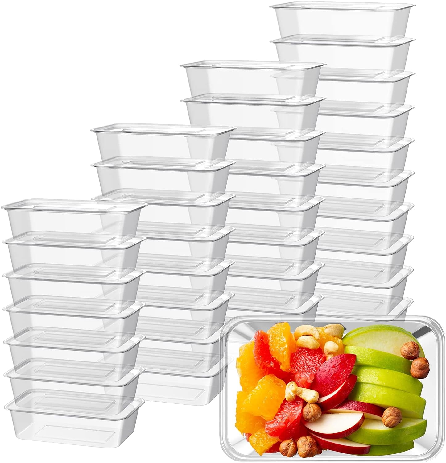 Wellsay 25 oz Plastic Meal Prep Container with Lids Disposable Clear ...