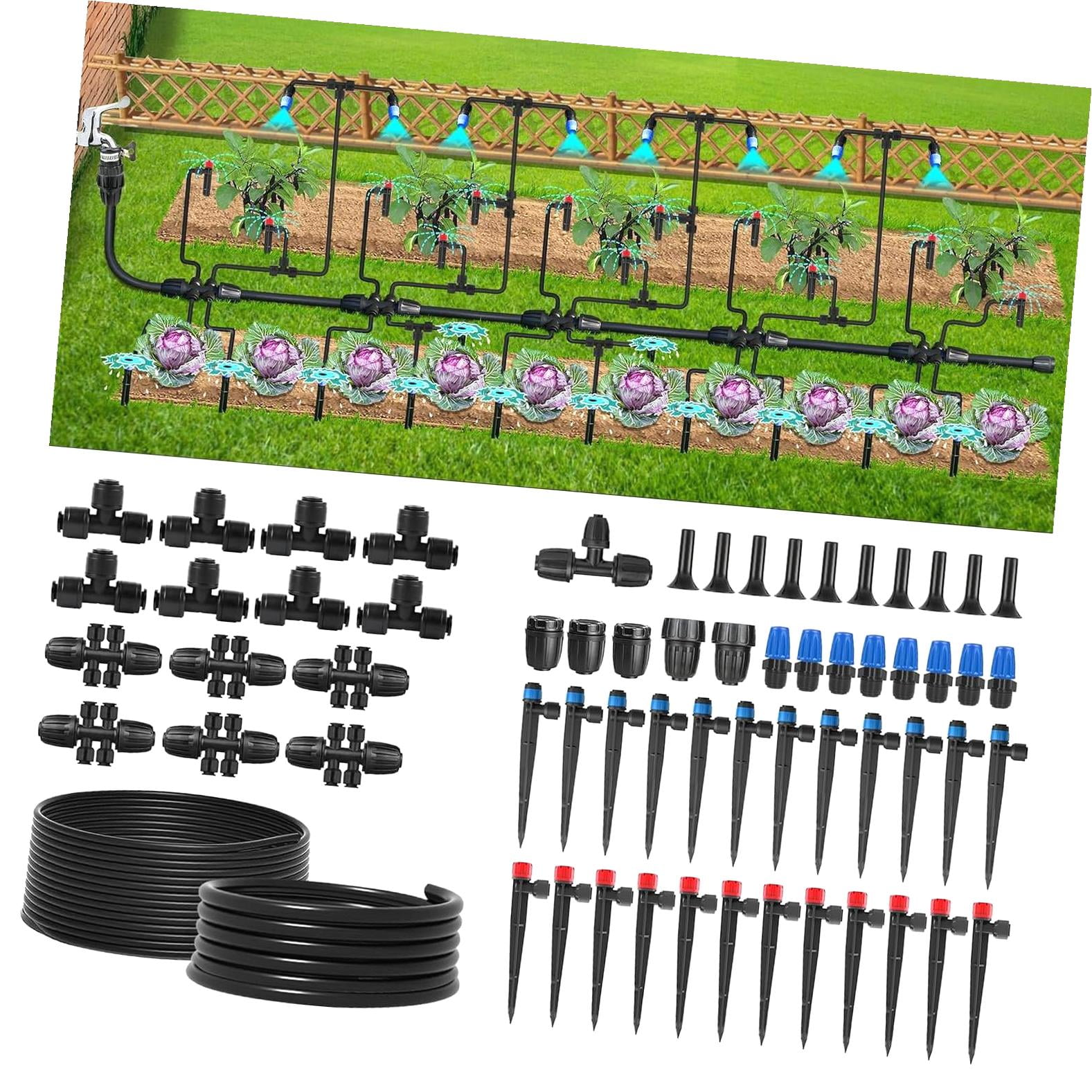 Wellsay 250FT Drip Irrigation System Kit, Automatic Garden Watering ...
