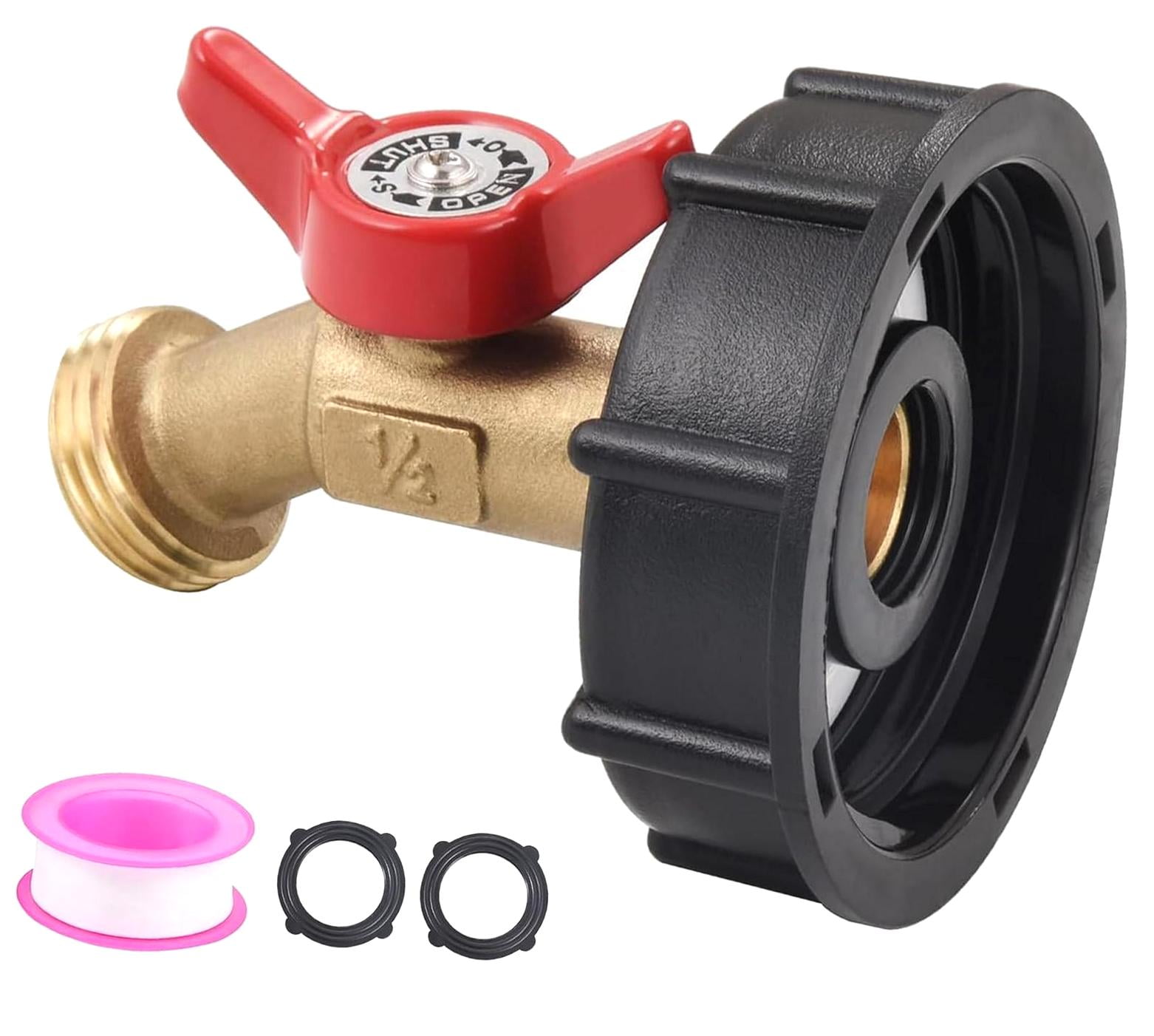 Wellsay 275-330 Gallon IBC Tote Hose Adapter Valve,2"S60 x 6 Coarse ...