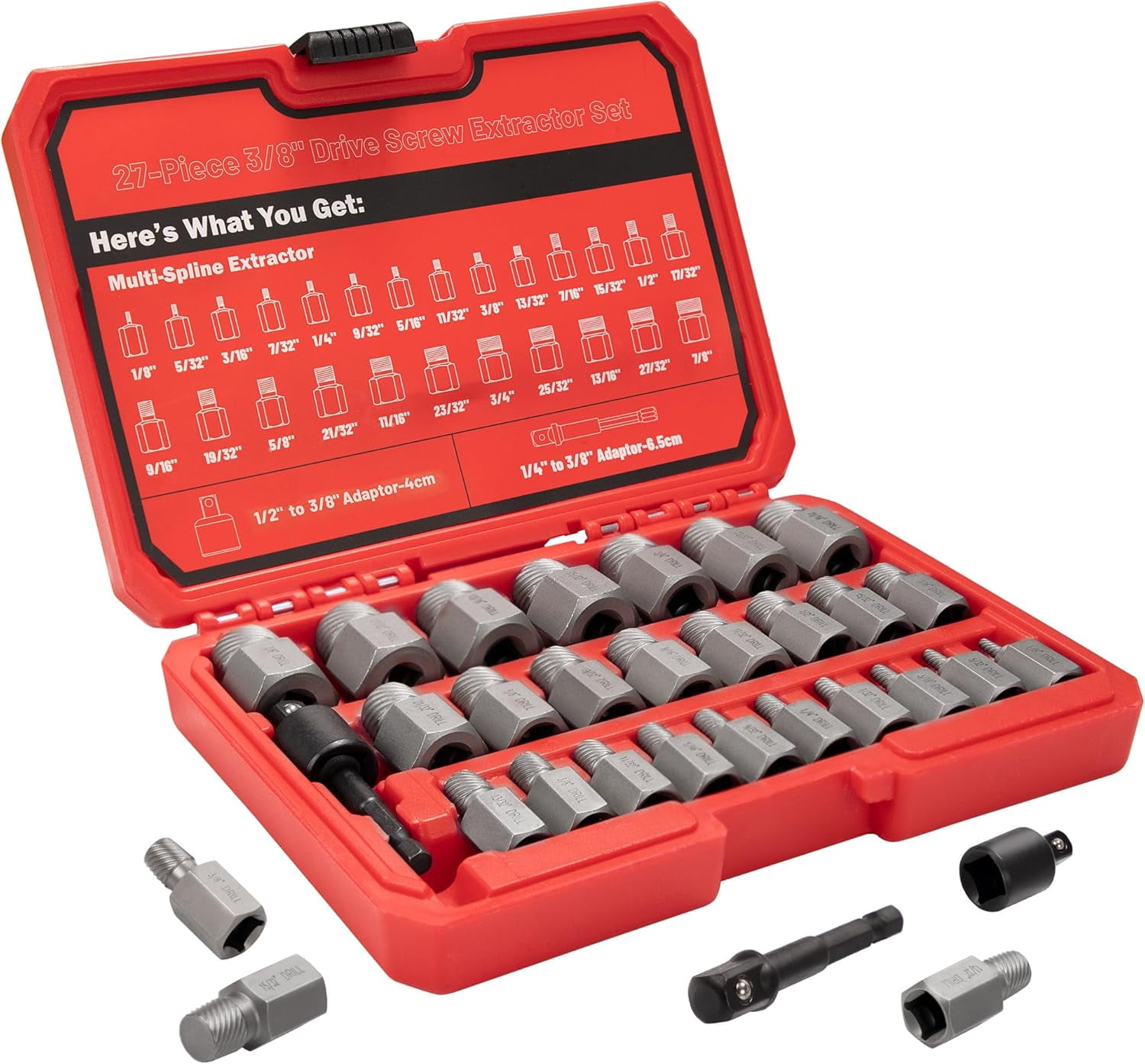 Wellsay 27Pcs Screw Extractor Set Hex Head Multi-Spline Easy Out Bolt ...