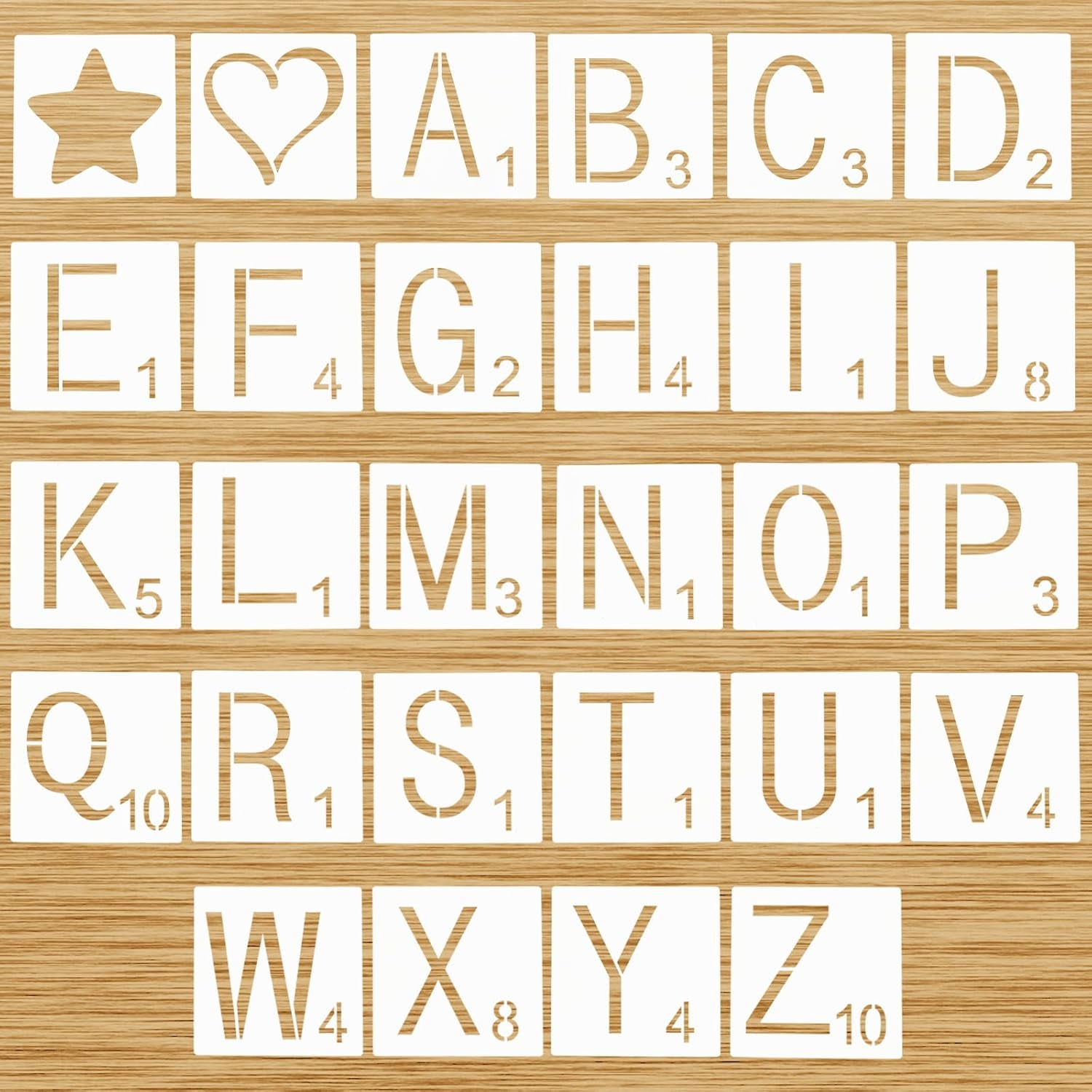 Wellsay 28 PCS 5.8 Inch Letter Stencils for Painting Reusable Plastic ...
