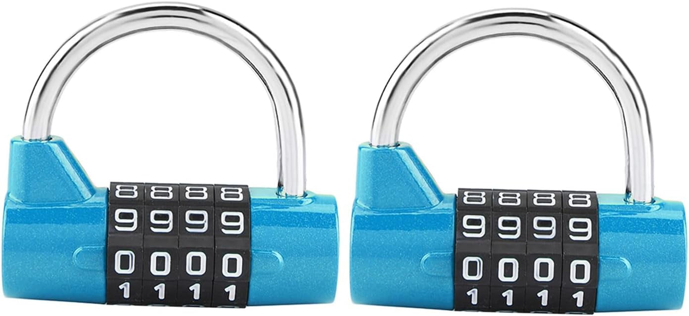 Wellsay 2Pcs Combination Padlock, Resettable 4 Digit Padlock with ...