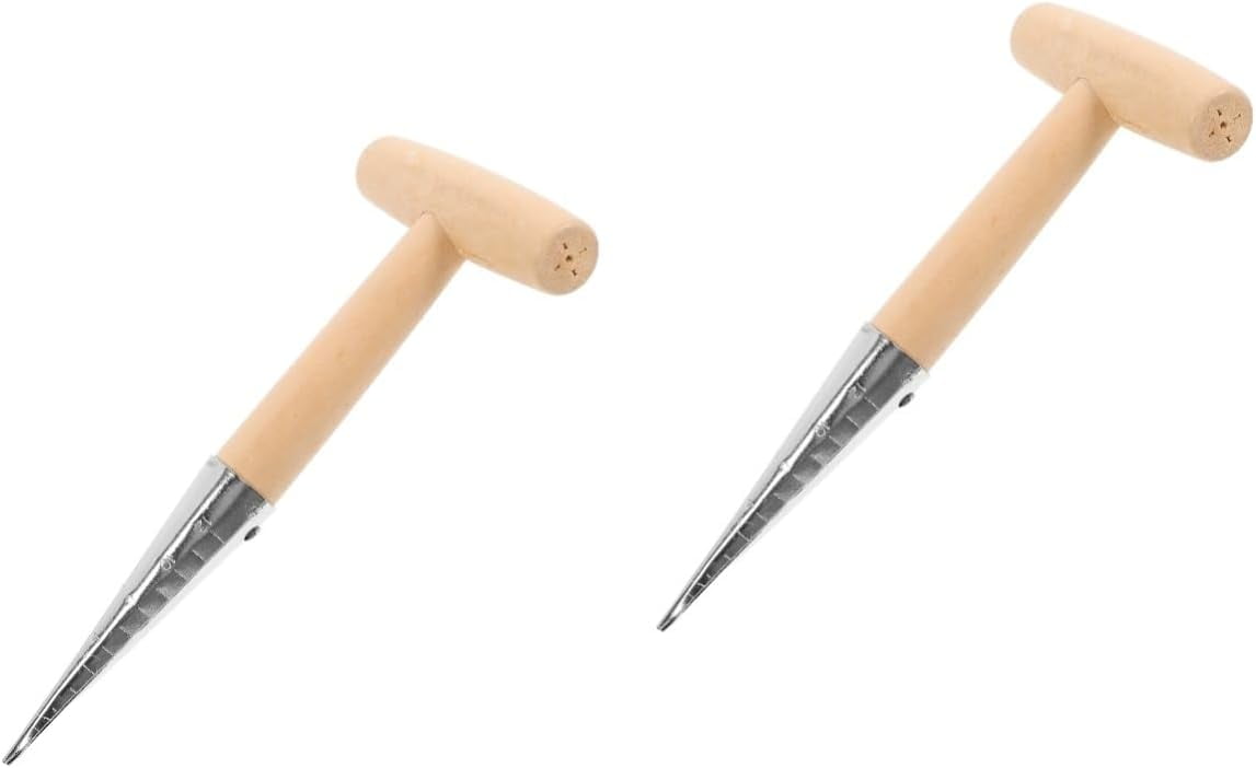 Wellsay 2pcs Ergonomic Handle Planter T-Handle Soil Digger Hole Puncher ...