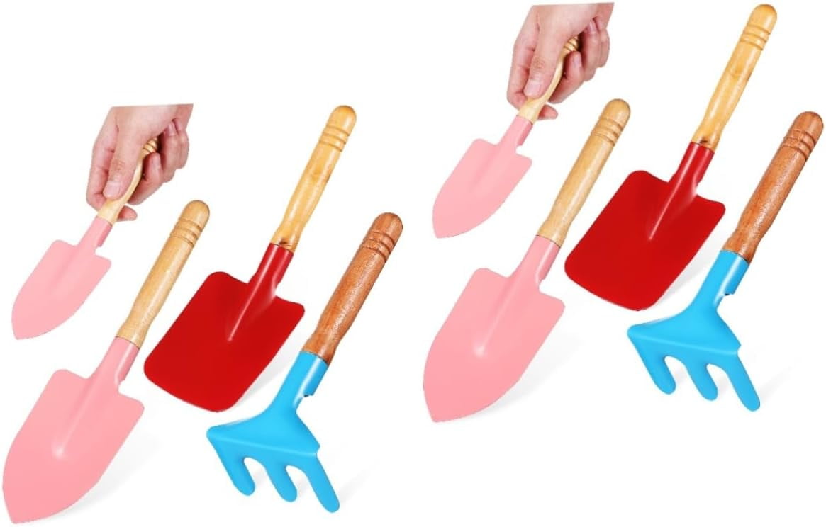 Wellsay 2pcs Set Wooden Handle Garden Tools Kit Shovel Trowel Rake for ...