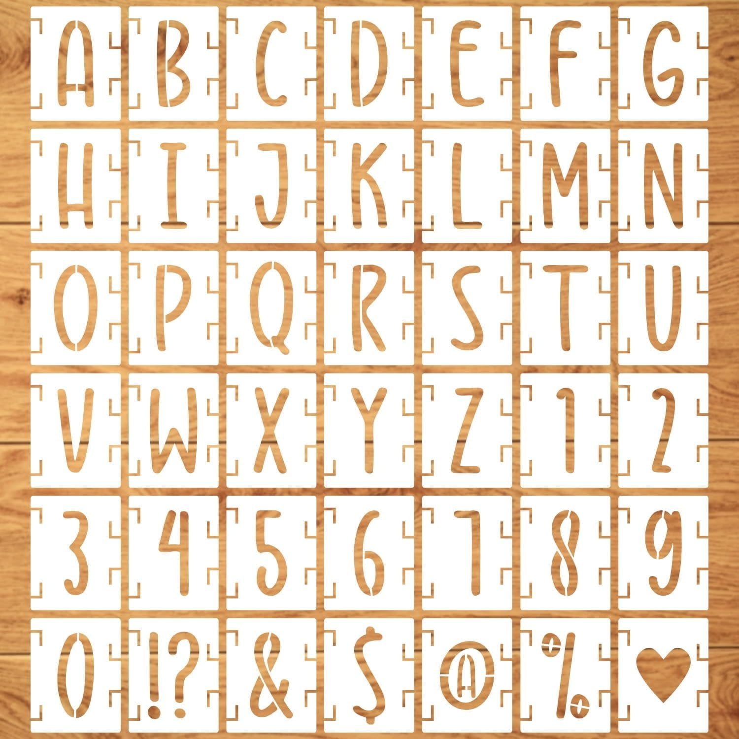 Wellsay 3 Inch Letter Stencils Kit, 42Pcs Reusable Numbers Symbol Craft ...