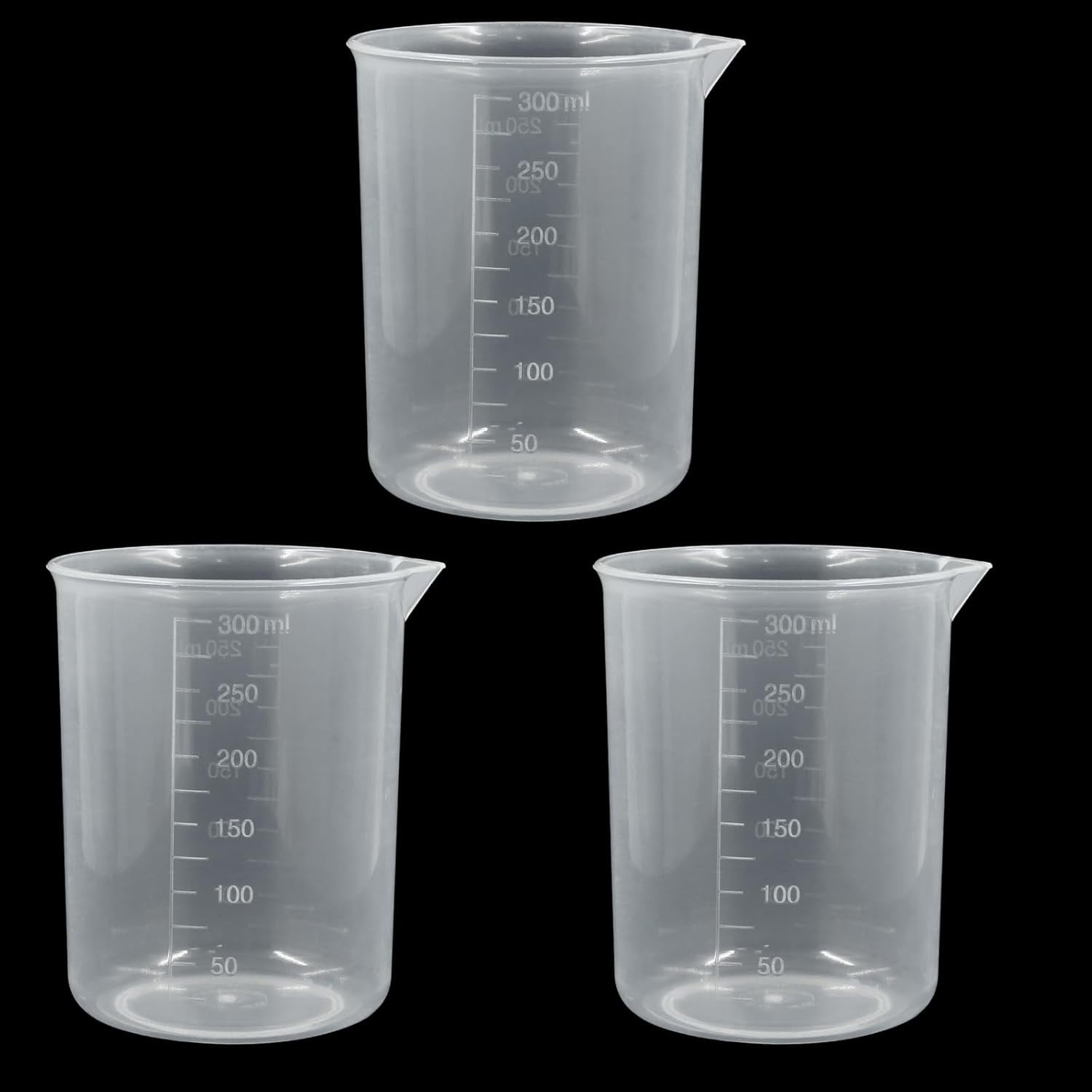 Wellsay 3 Pack Plastic Beakers, Low Form Graduated Measuring Beakers ...