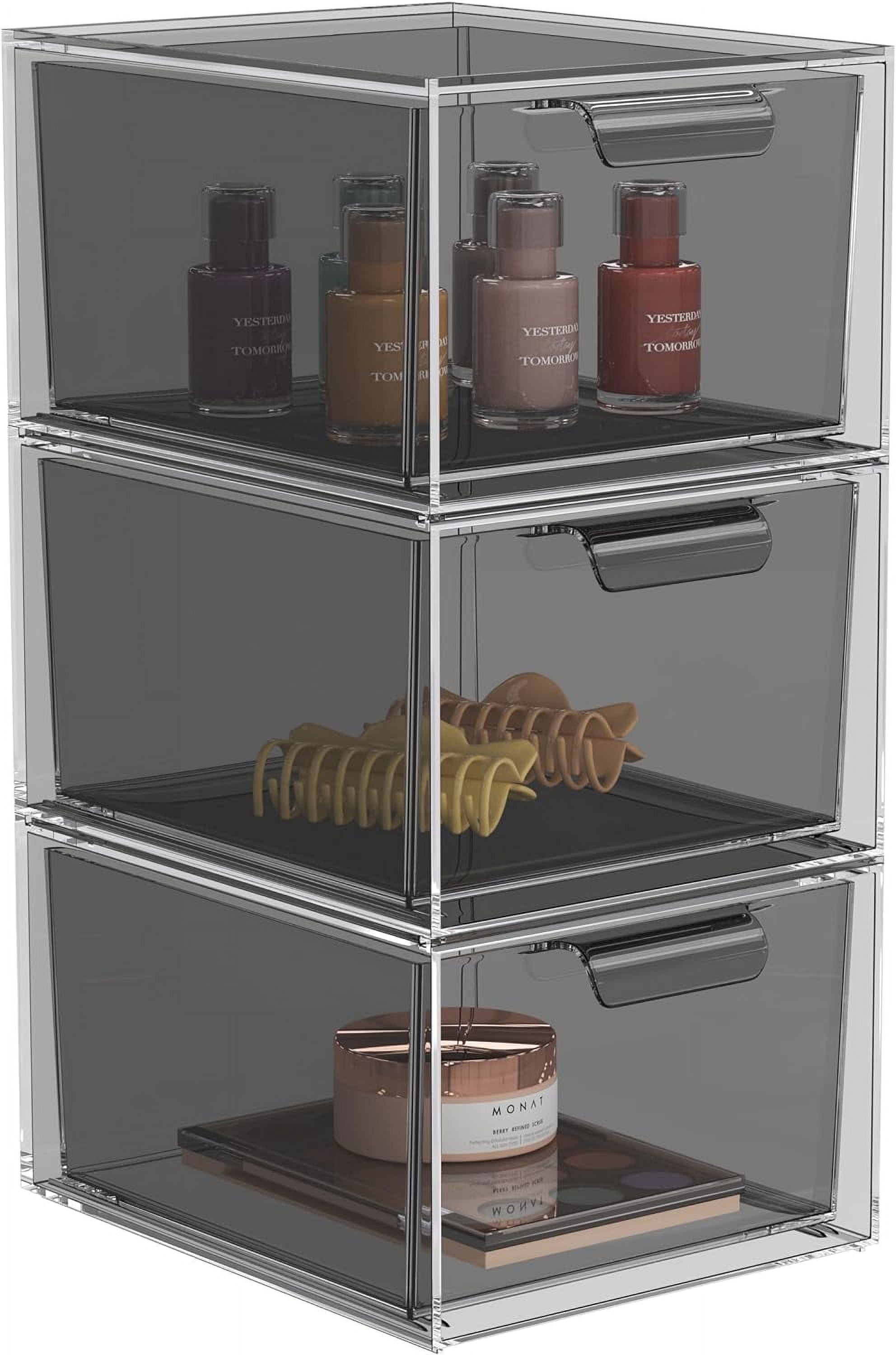 Wellsay 3 Pack Stackable Makeup Organizer and Storage, Acrylic ...