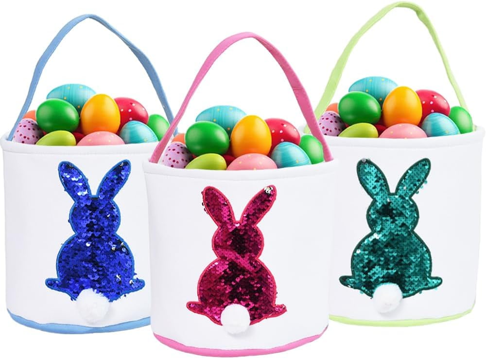 Wellsay 3 Pcs Easter y Basket Bags for Kids - Color Changing Reusable ...