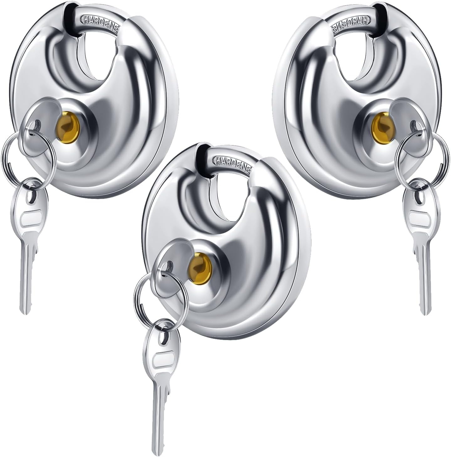 Wellsay 3 Pcs Keyed Alike Discus Padlocks, Stainless Steel Heavy Duty ...