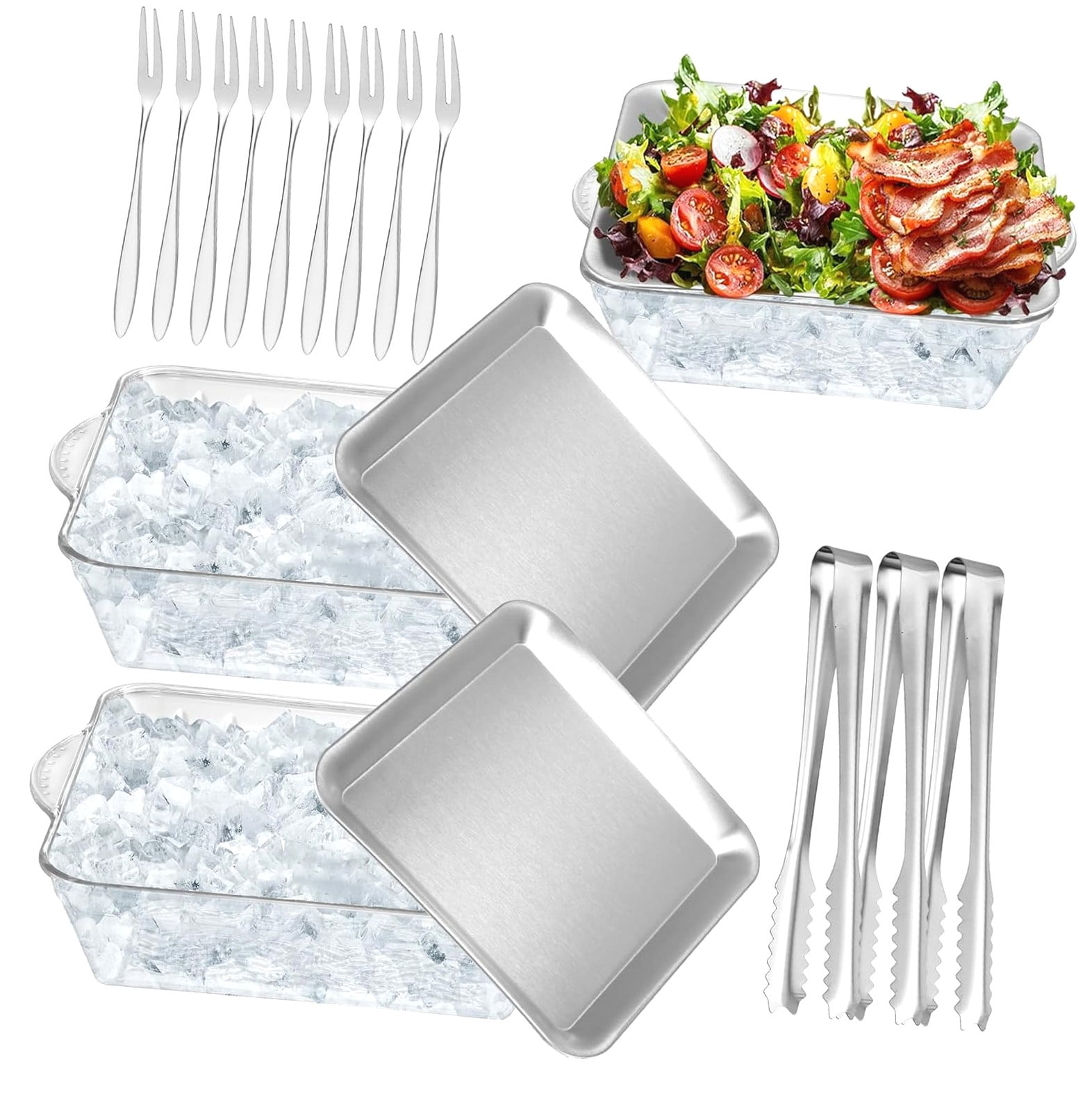 Wellsay 3-Piece 9" Chilled Tray Set for Parties with Compartments ...