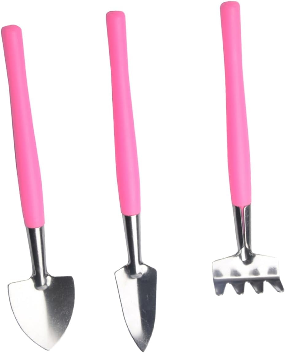 Wellsay 3-Piece Gardening Set Pink Mini Garden Tools Shovel Rake Set ...