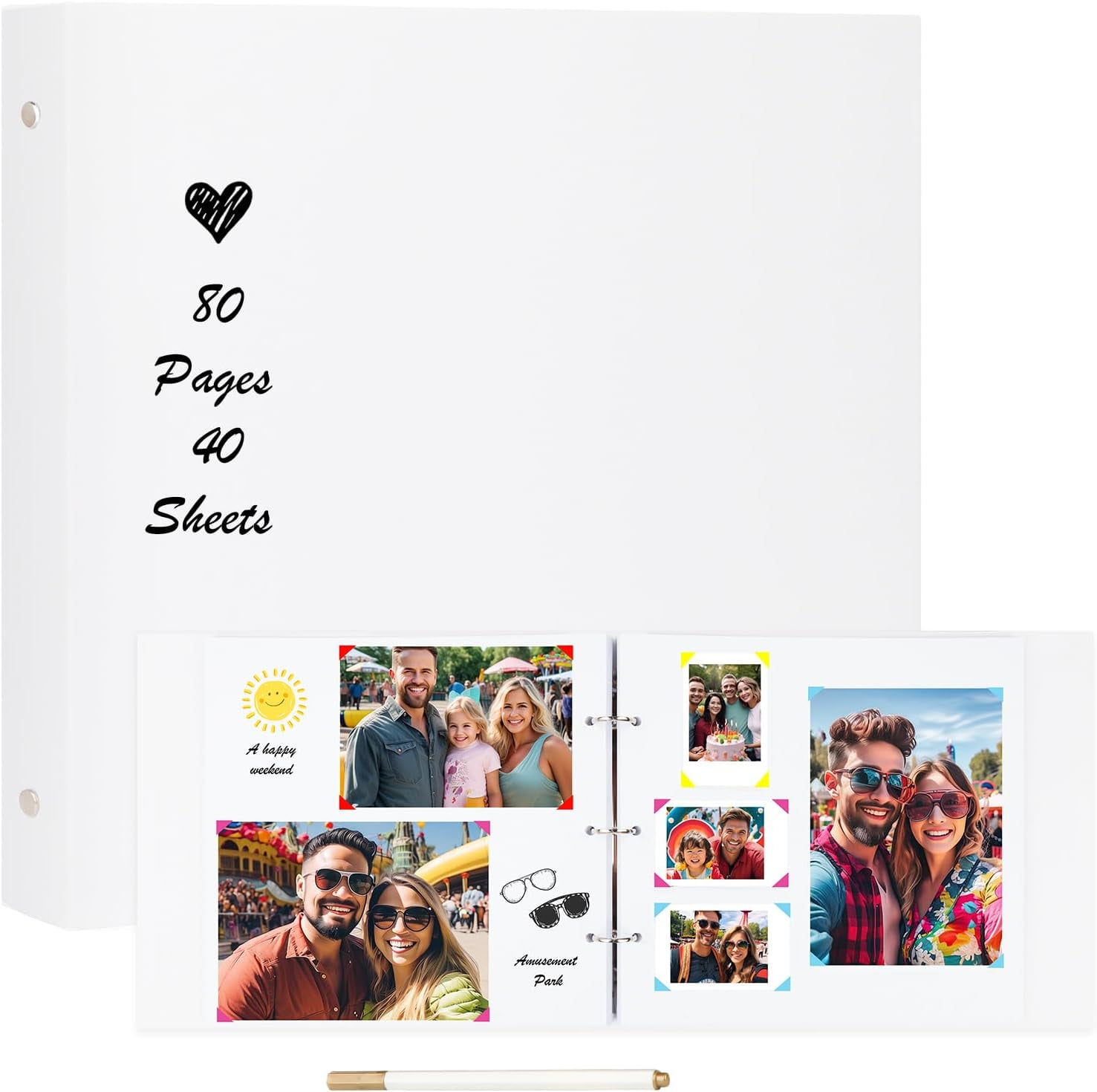 Wellsay 3 Ring 8x8 Inch Scrapbook Album 80 Pages, DIY 8x8 Blank Scrap ...