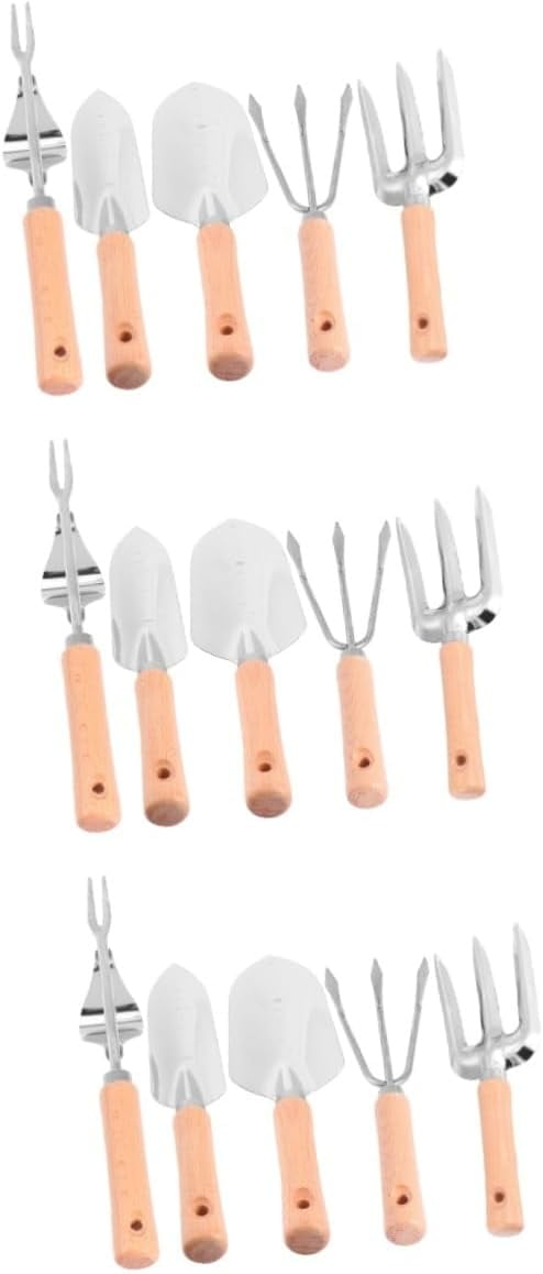 Wellsay 3 Sets 5pcs Hand Tools Gardening Set Garden Tools with Wooden ...